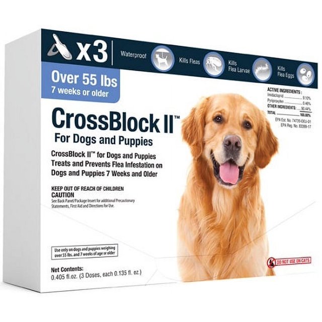 CrossBlock II Flea Control for Dogs and Puppies (3-Pack) 55 Lb and Over ...
