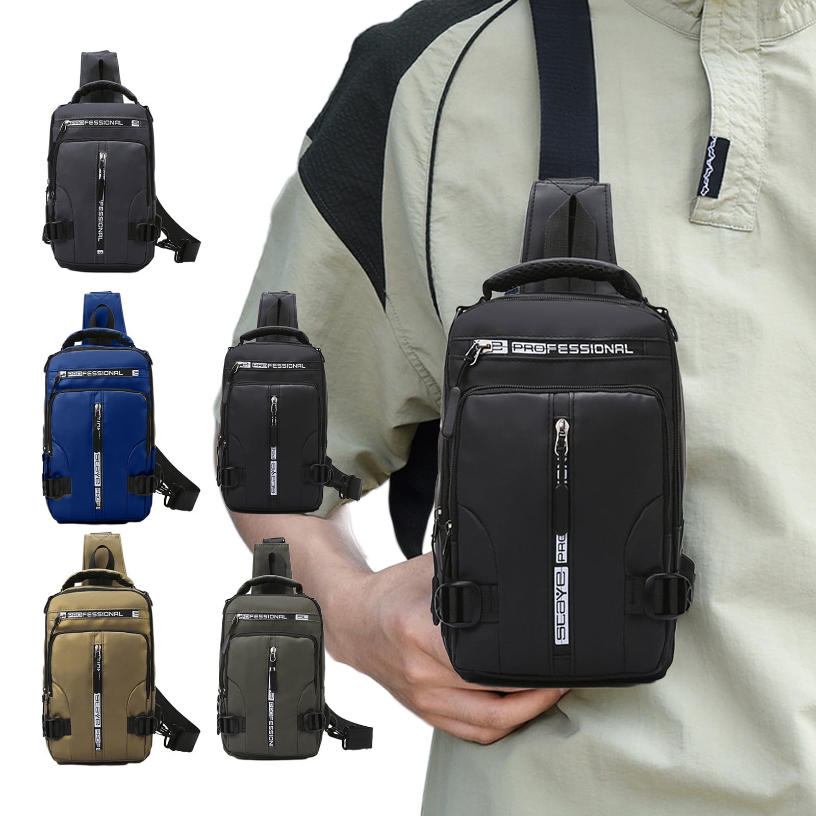Crossbody Bag, Large Capacity Waterproof Polyester Backpack, Data Hole ...