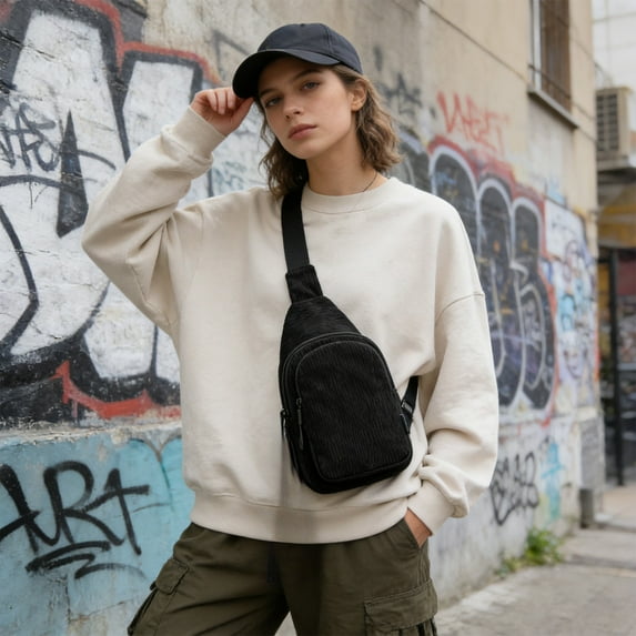 Crossbody Bag Men's Corduroy Material Chest Bag Multifunctional Sports ...