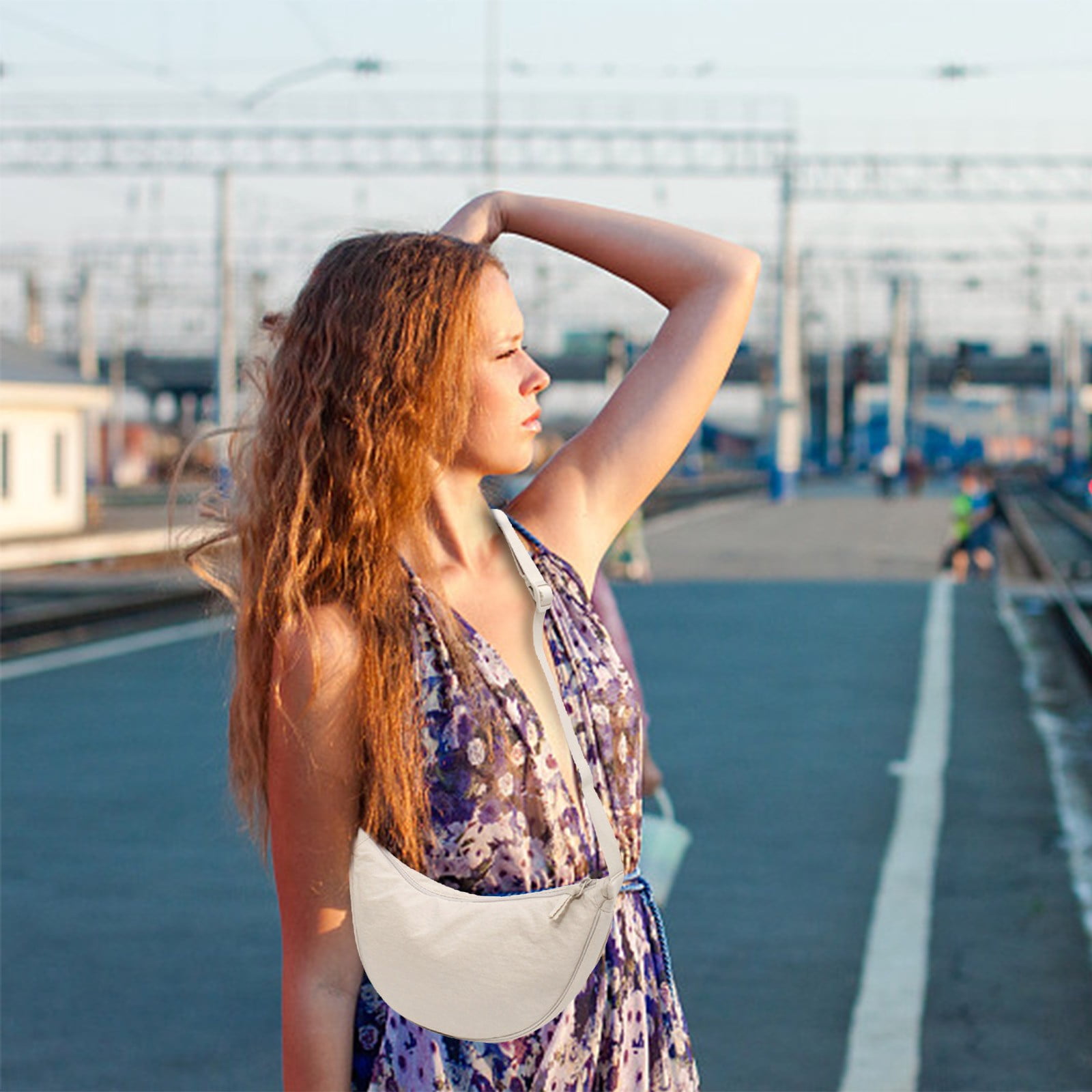 Crossbody Bag for Women - Lightweight Small Nylon Half Moon Purses ...