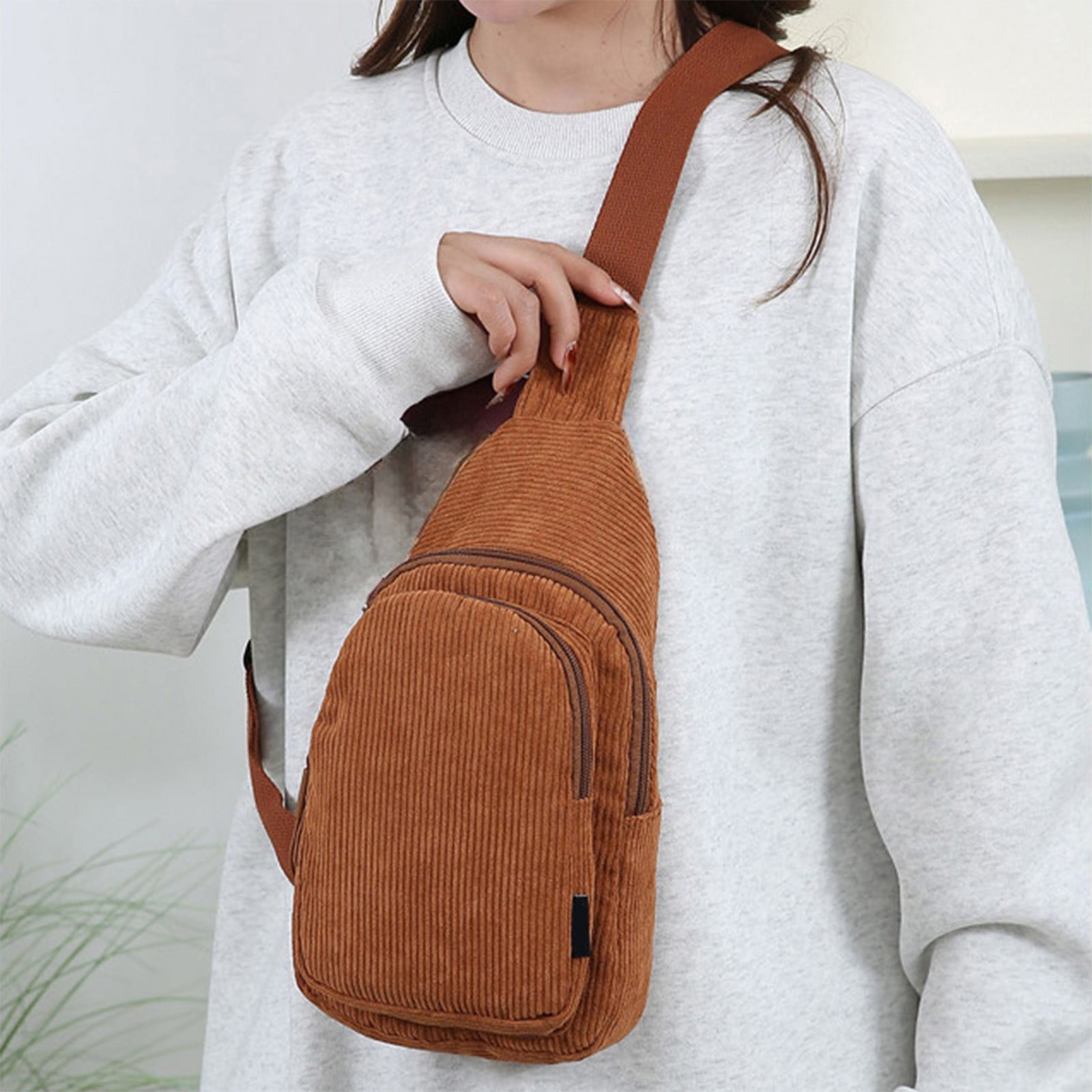 Crossbody Bag for Men, Corduroy Material Chest Bag, Multifunctional ...