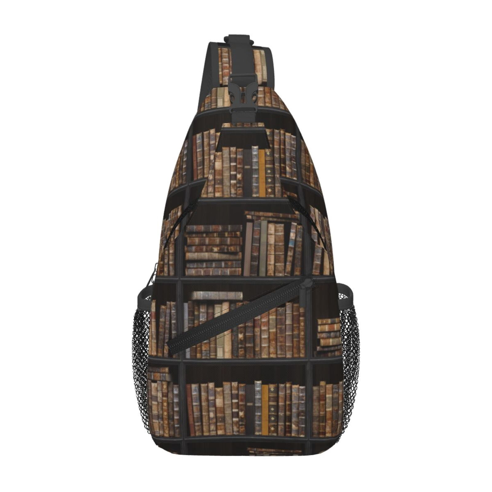 Crossbody Bags for Women Men - Bookshelf vintage bookshelf texture ...