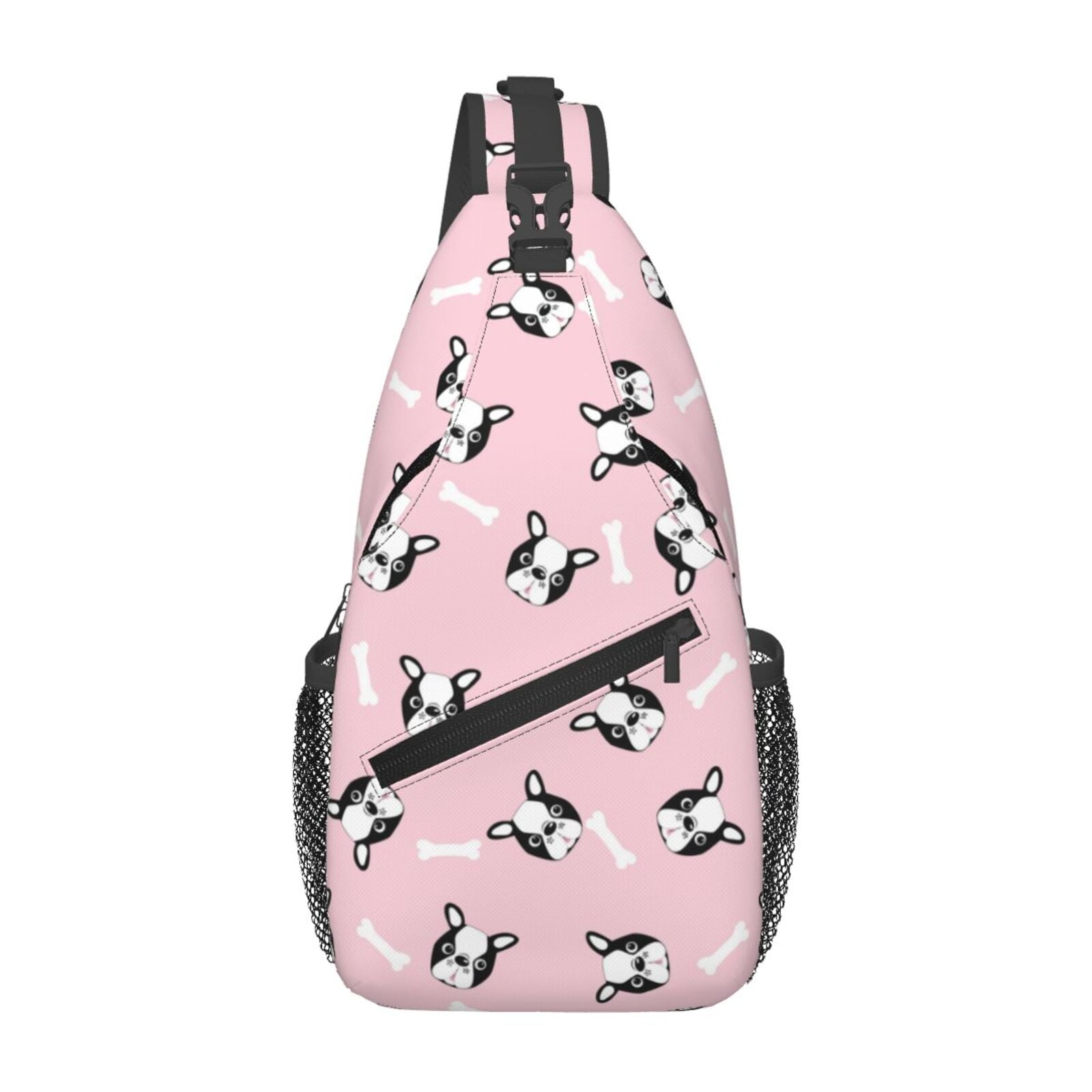 Crossbody Bags for Women Men - Boston terrier dog cute pink Casual ...