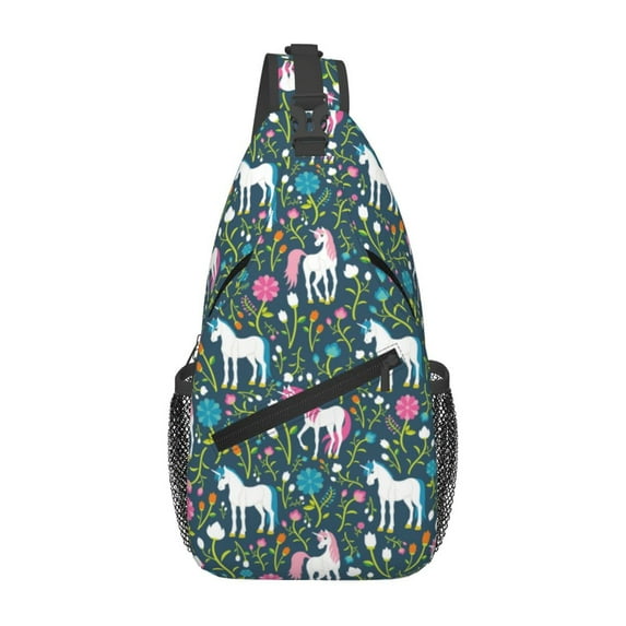 Crossbody Bags for Women Men - Cartoon Cute White Horse Flower_A Casual ...