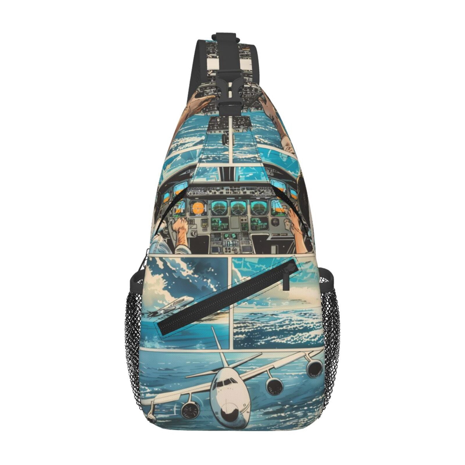 Crossbody Bags for Women Men - Comic Airplane Cockpit Illustration ...