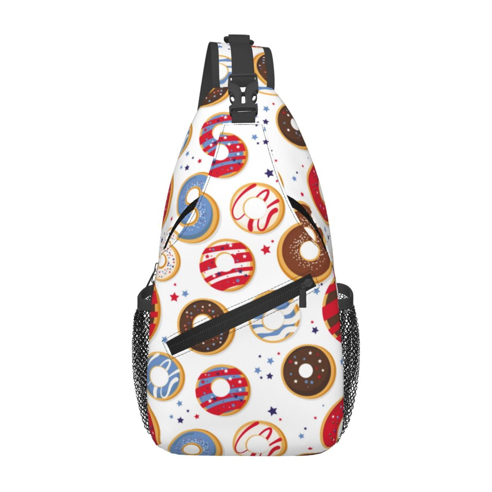 Crossbody Bags for Women Men - Donut Print with Stars Casual Sling Bag ...