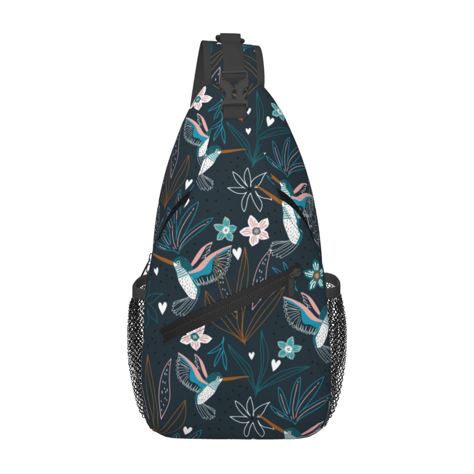 Crossbody Bags for Women Men - Hand Painted Hummingbird Flower Casual ...
