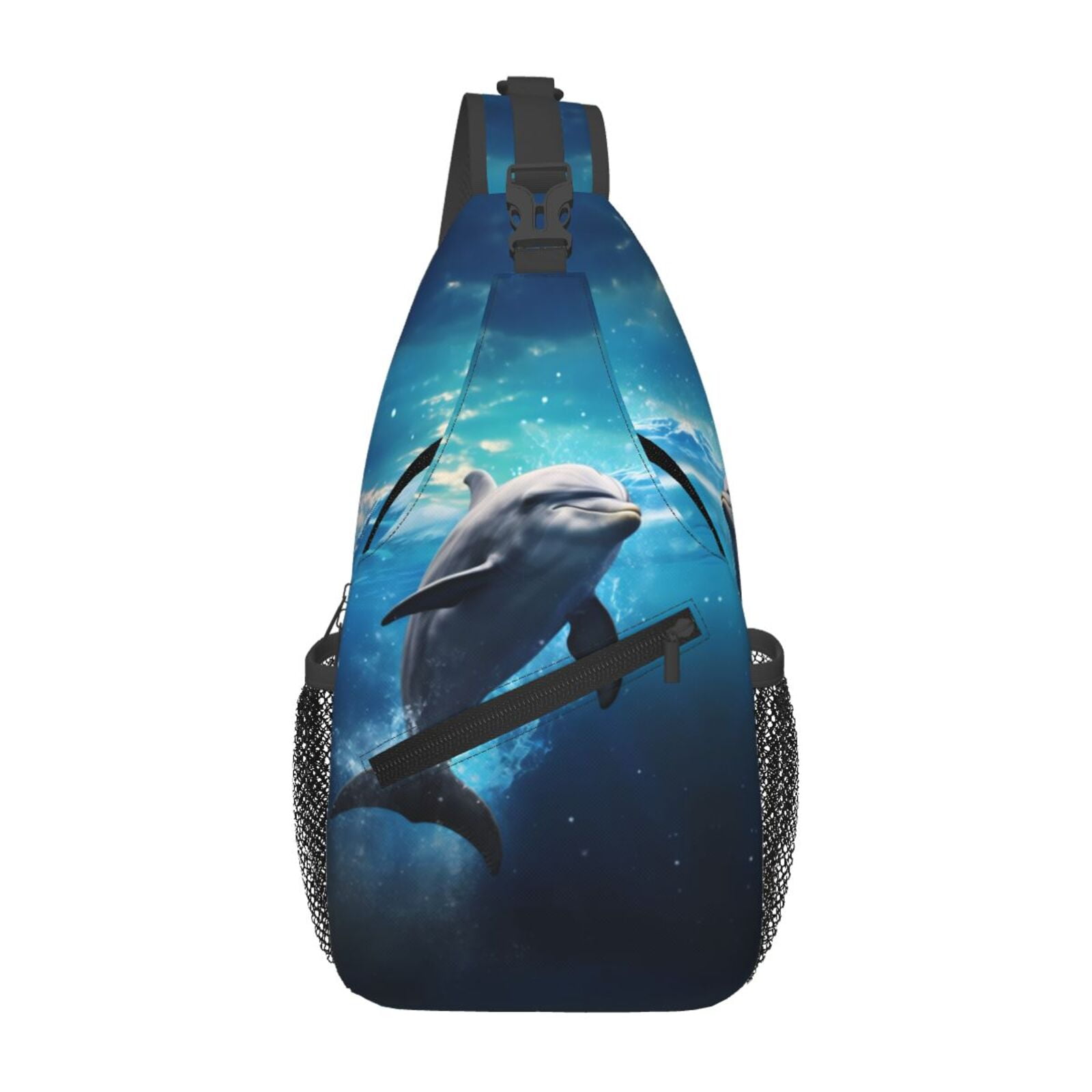Crossbody Bags for Women Men - Ice Blue Ocean Cute Dolphin Casual Sling ...