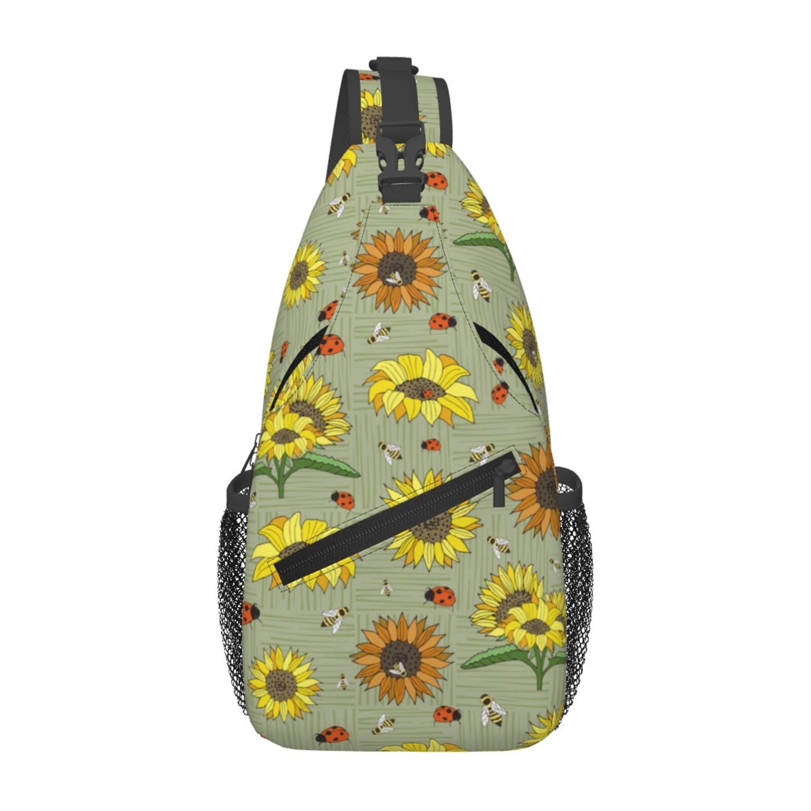 Crossbody Bags for Women Men - Sage Green With Sunflowers Casual Sling ...