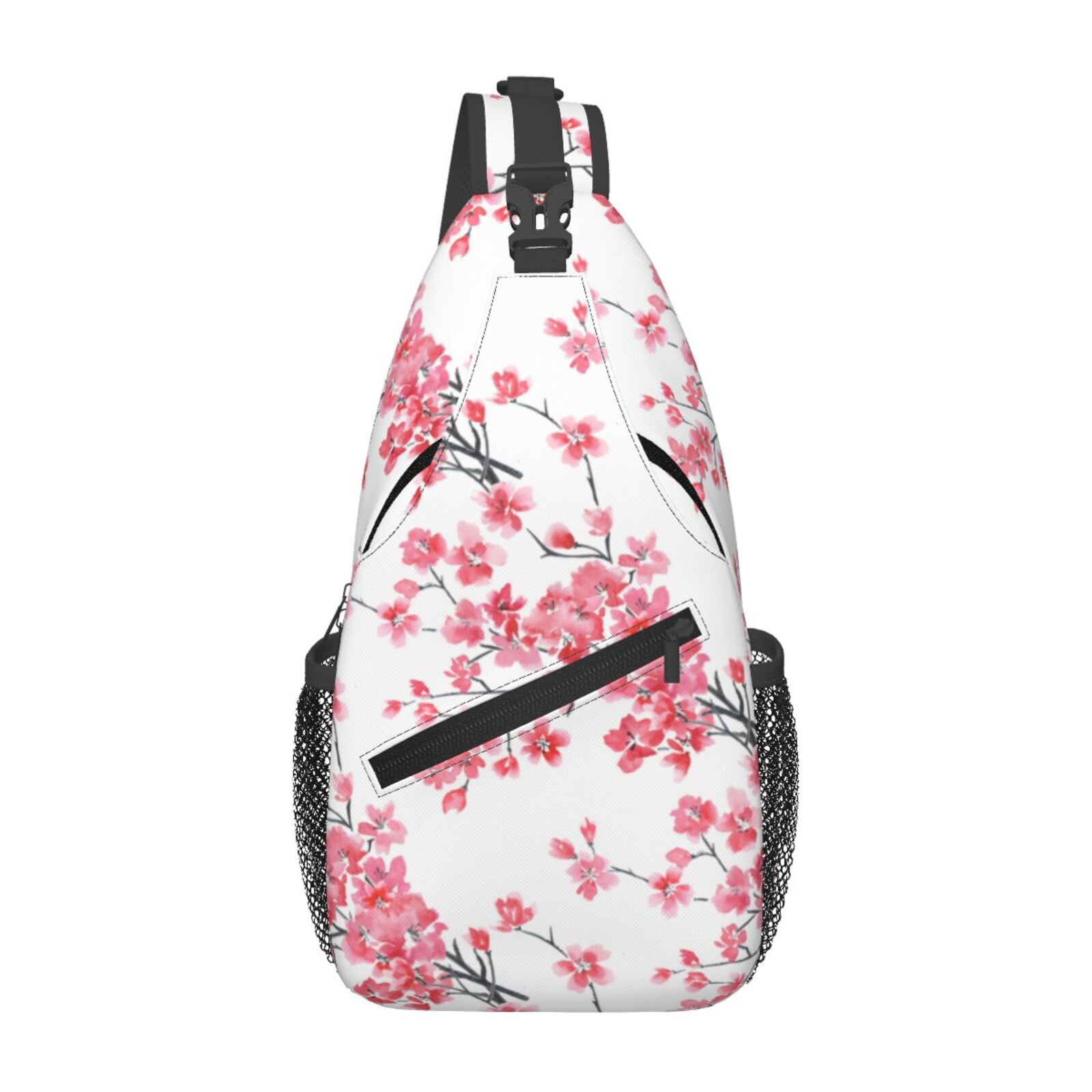 Crossbody Bags for Women Men - pink berry blossoms white Casual Sling ...