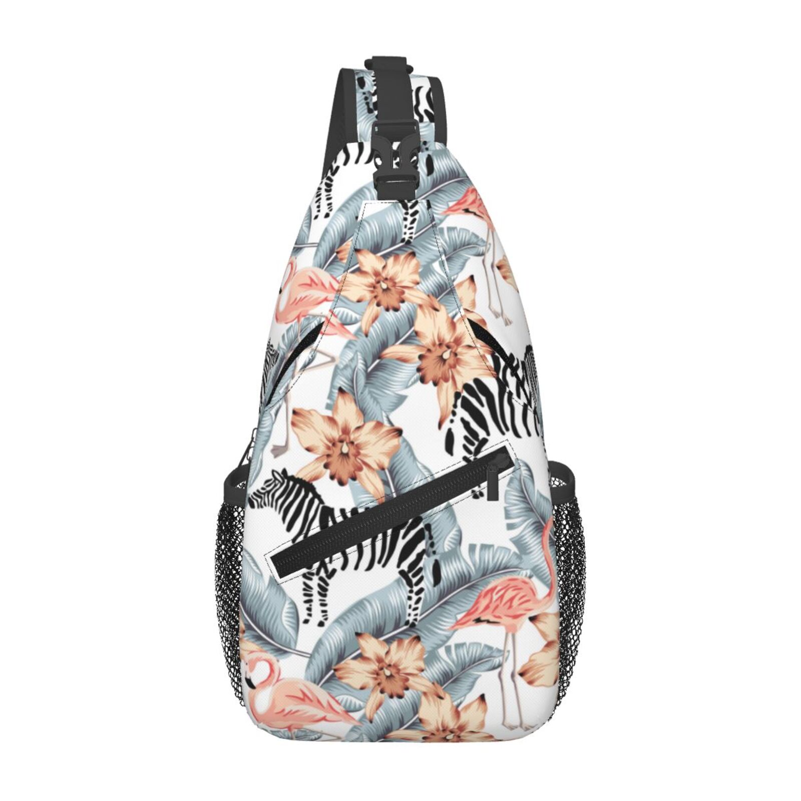 Crossbody Bags for Women Men - zebra flamingo orchid palm leaves Casual ...