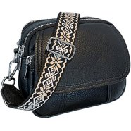 Time and Tru Women's Dorian Camera Crossbody Handbag, Black and Beige ...