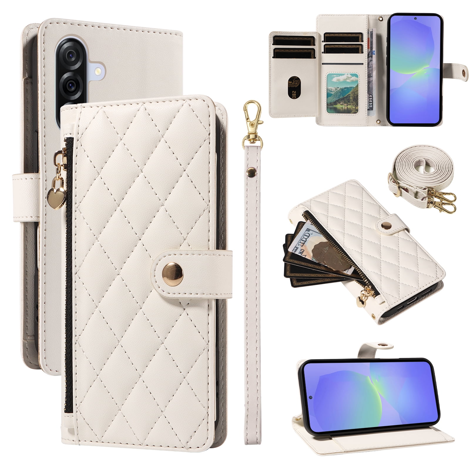 Crossbody Case For Samsung Galaxy A16 5G Wallet Zipper Case with ...