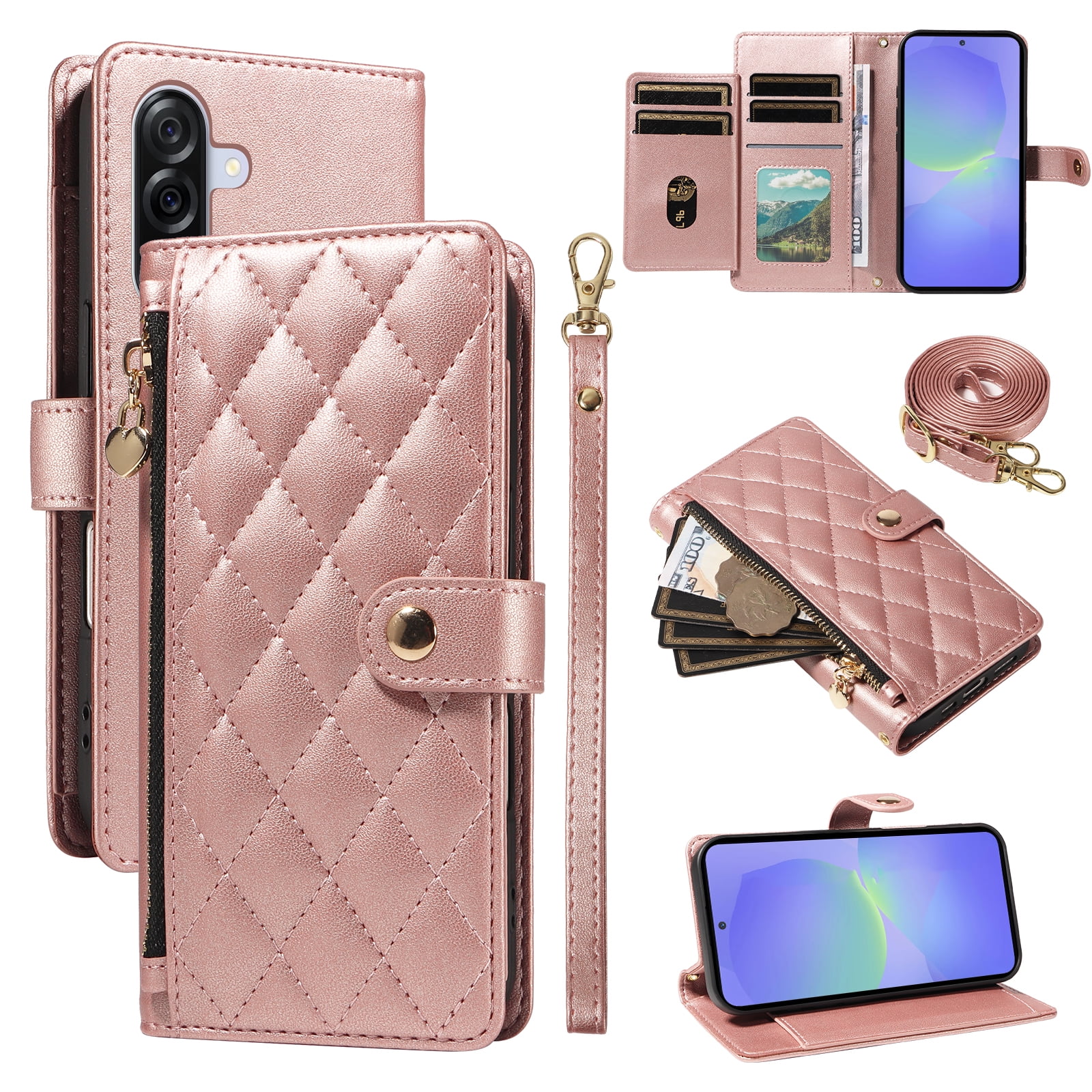 Crossbody Case For Samsung Galaxy S23 FE Wallet Zipper Case with ...