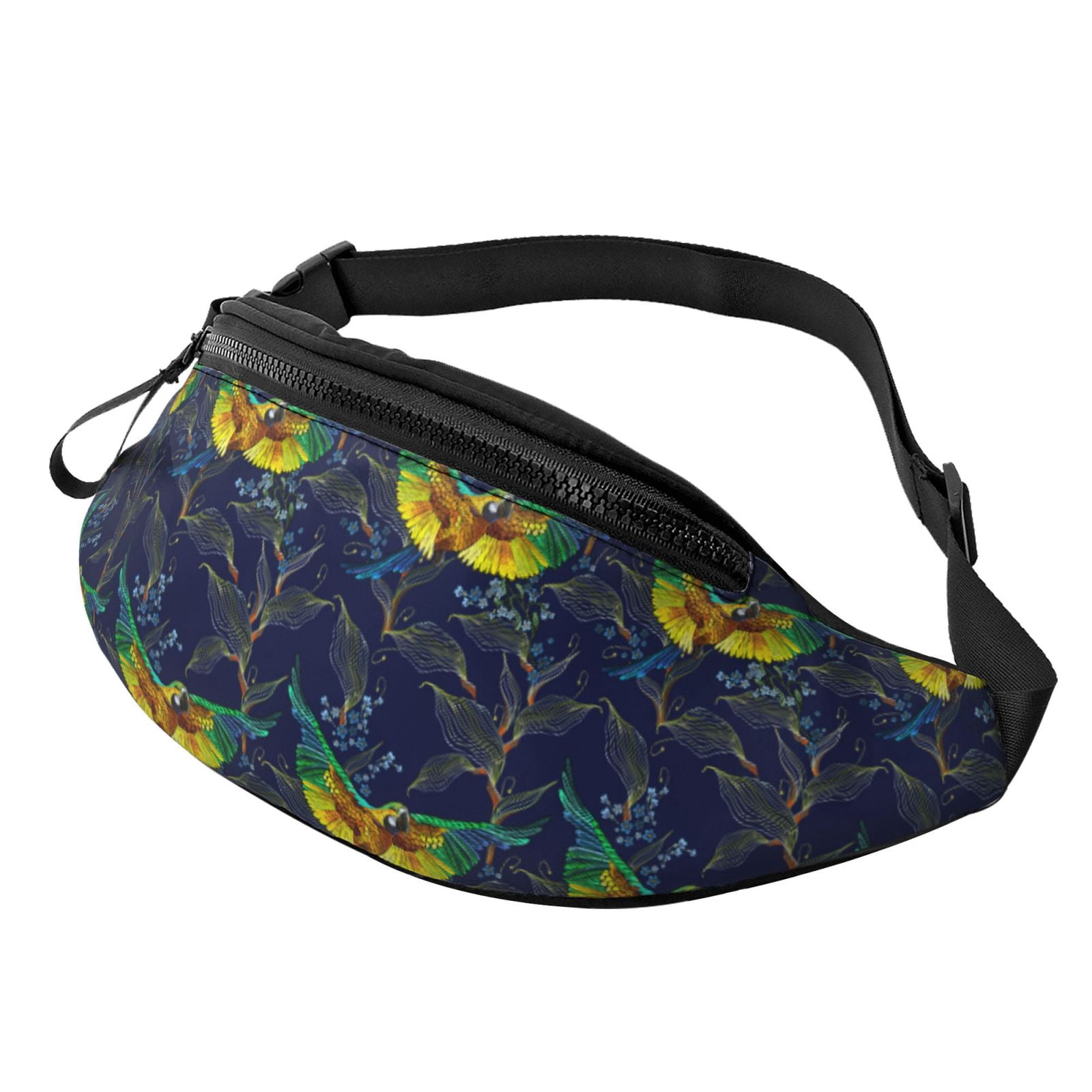 Crossbody Fanny Packs for Women Men - Colorful Flying Parrot Flower ...