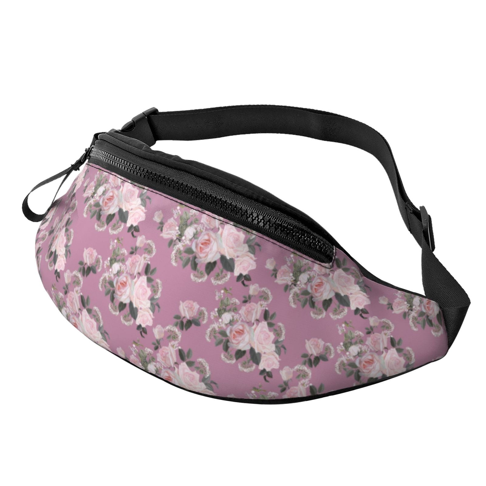Crossbody Fanny Packs for Women Men - Ligtt Pink Rose Flowers Travel ...