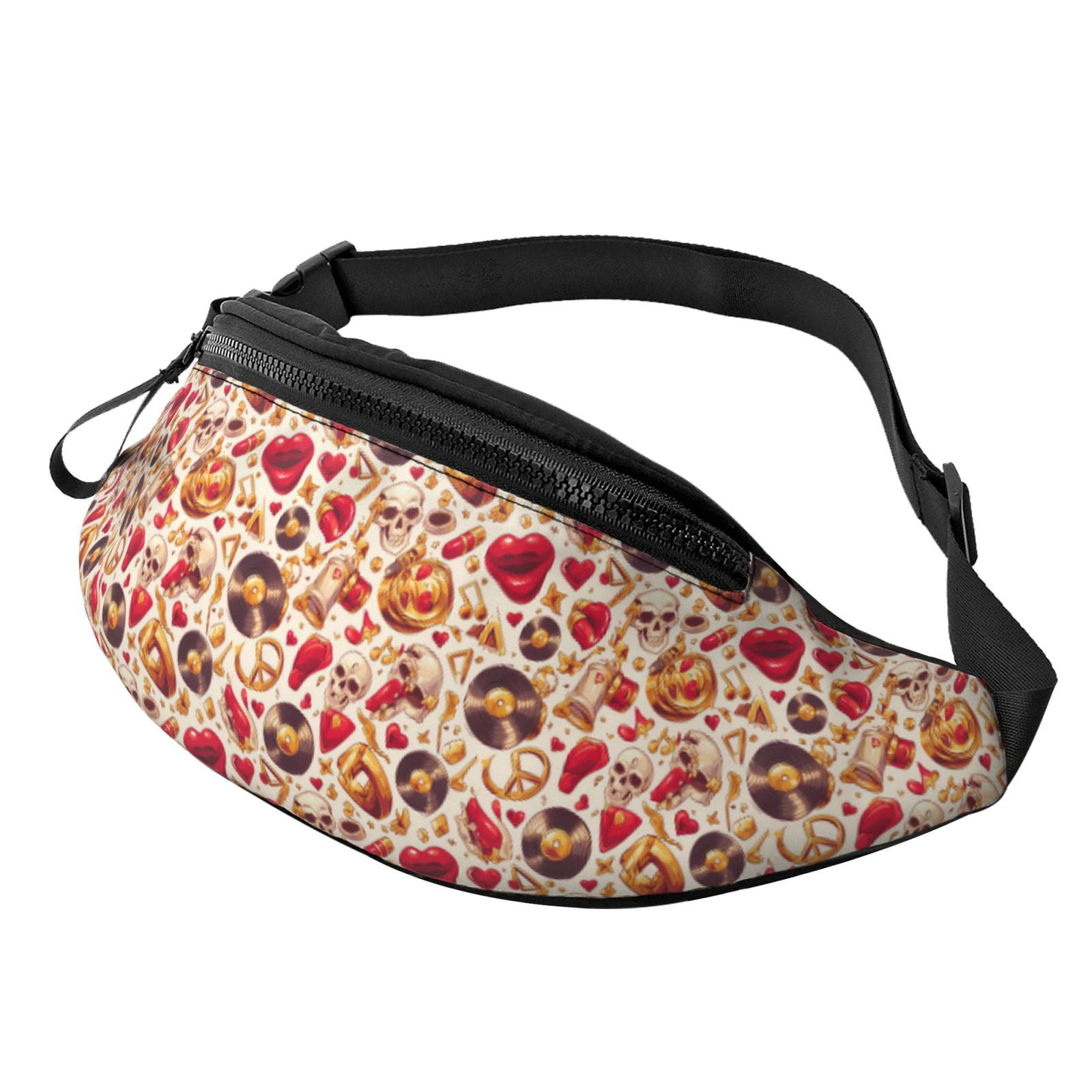 Crossbody Fanny Packs for Women Men - Skull Retro record lips Travel ...