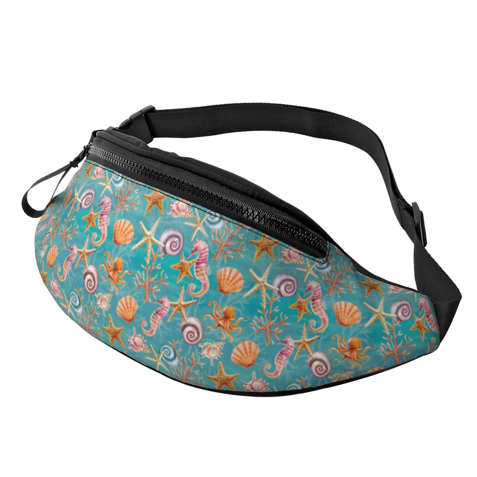 Crossbody Fanny Packs for Women Men - Starfish Seahorse Scallops Travel ...