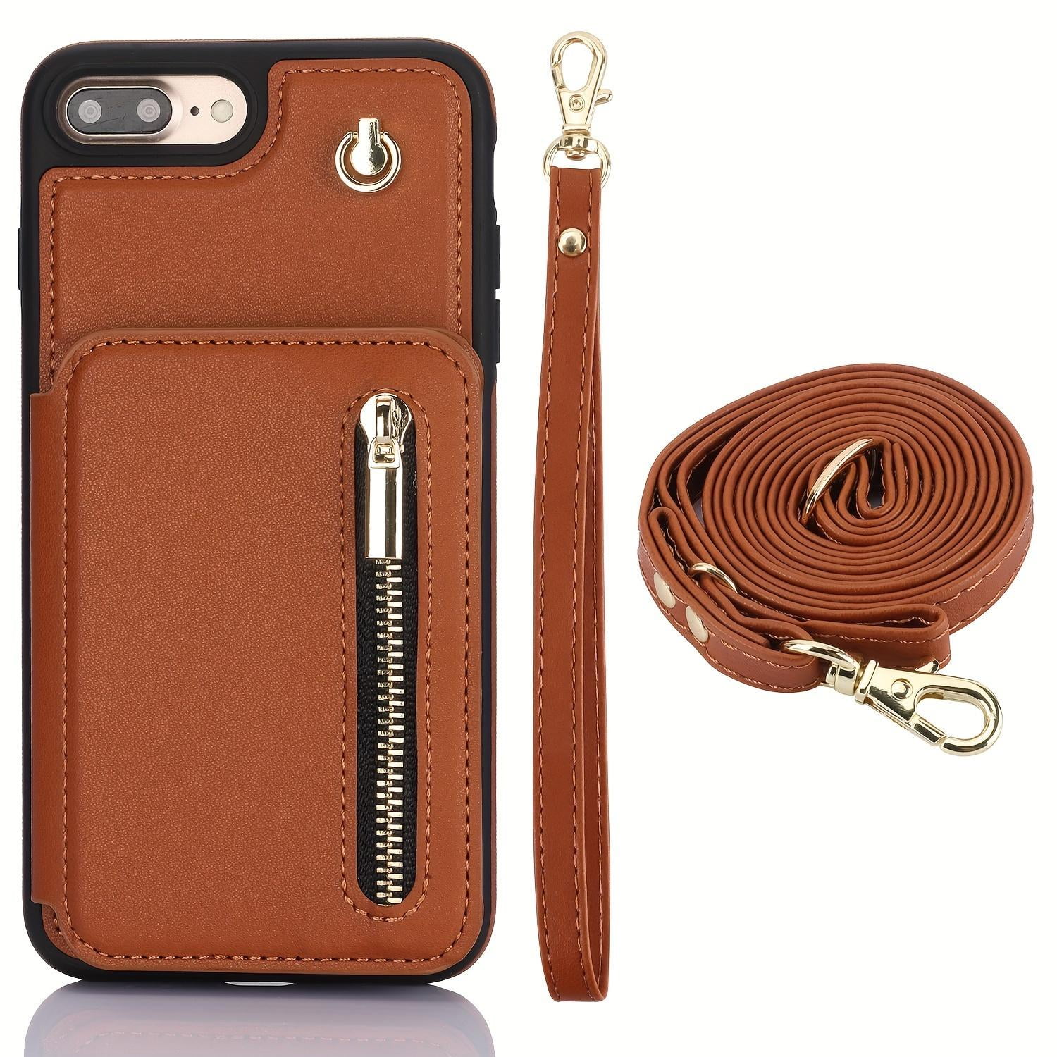 Crossbody Faux Leather Back Case for iPhone 16E 16 15 14 13 12 Mini 11 ...