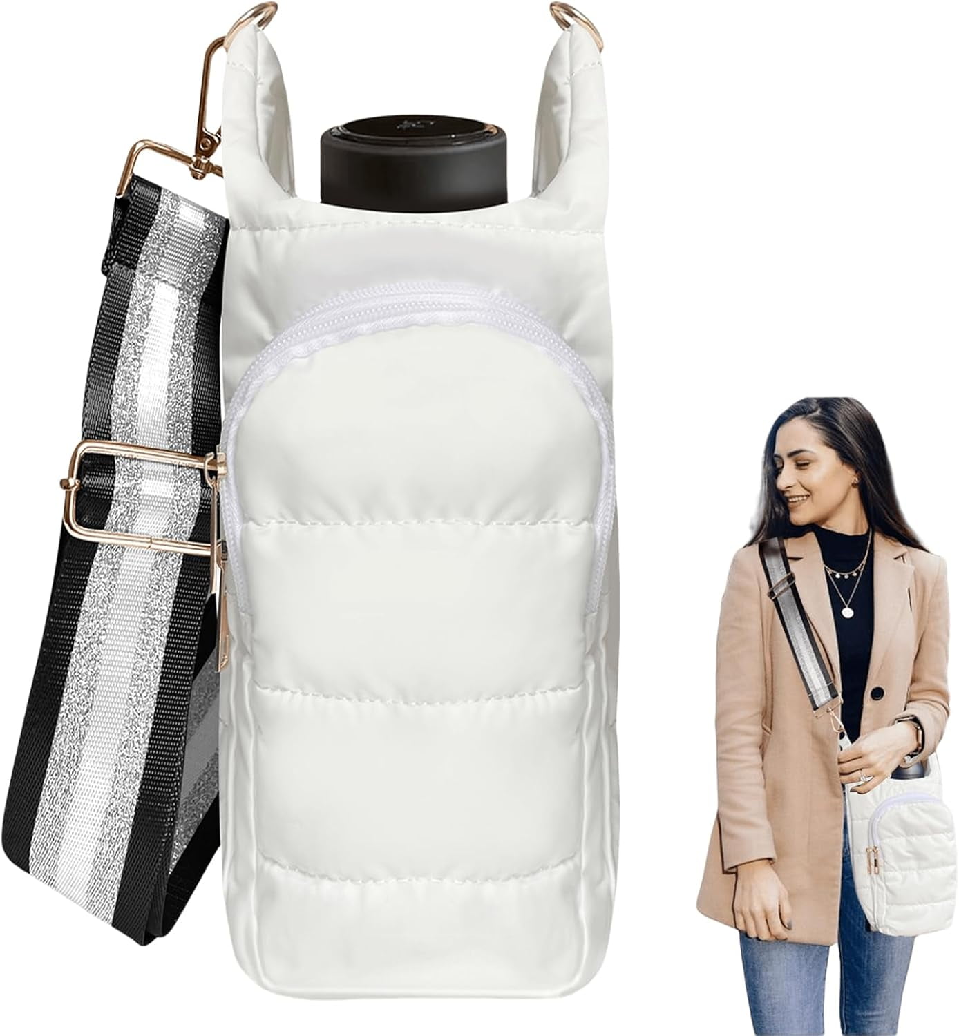 Crossbody Hydrobag - Water Bottle Holder Puffer Crossbody Water Bottle ...