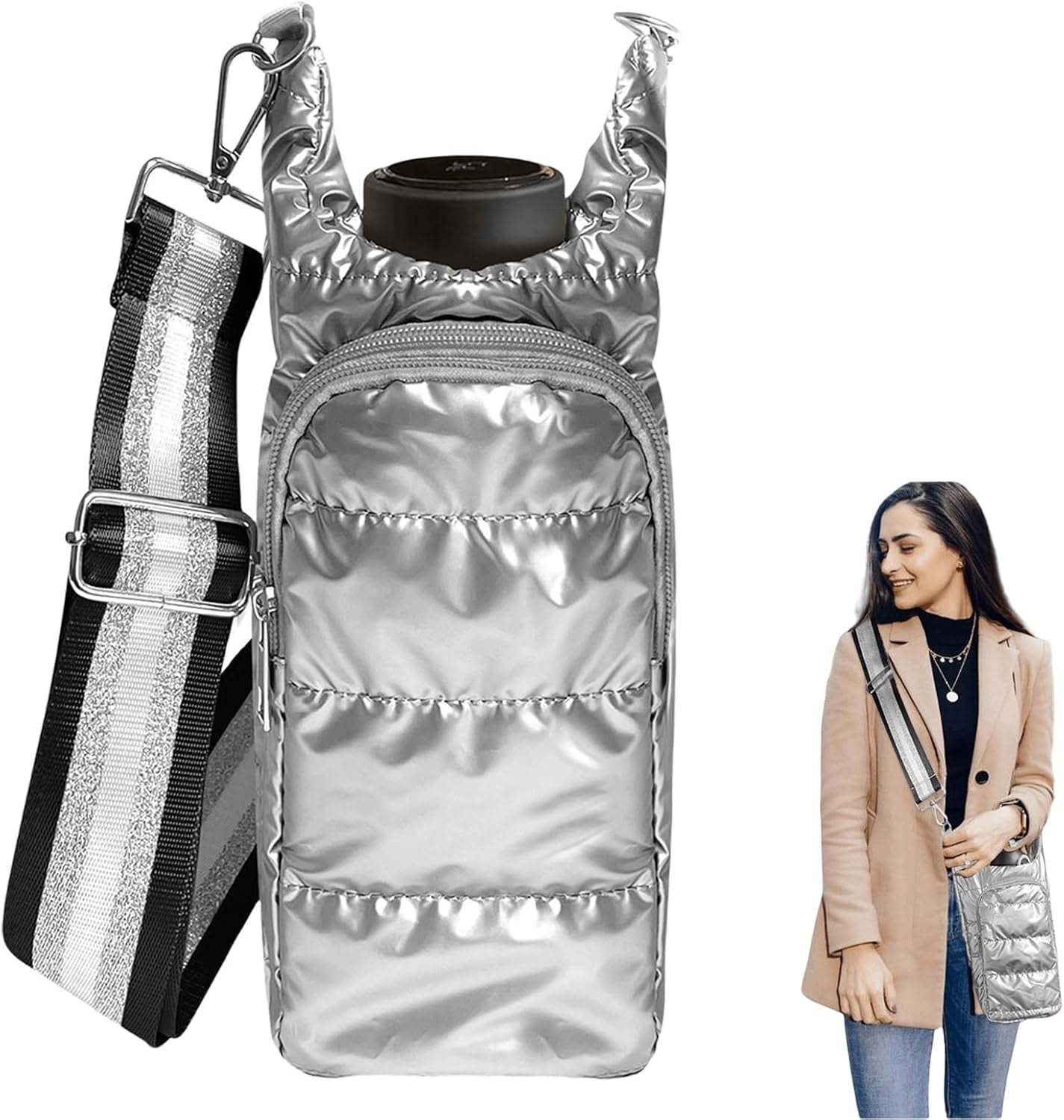 Crossbody Hydrobag - Water Bottle Holder Puffer Crossbody Water Bottle ...