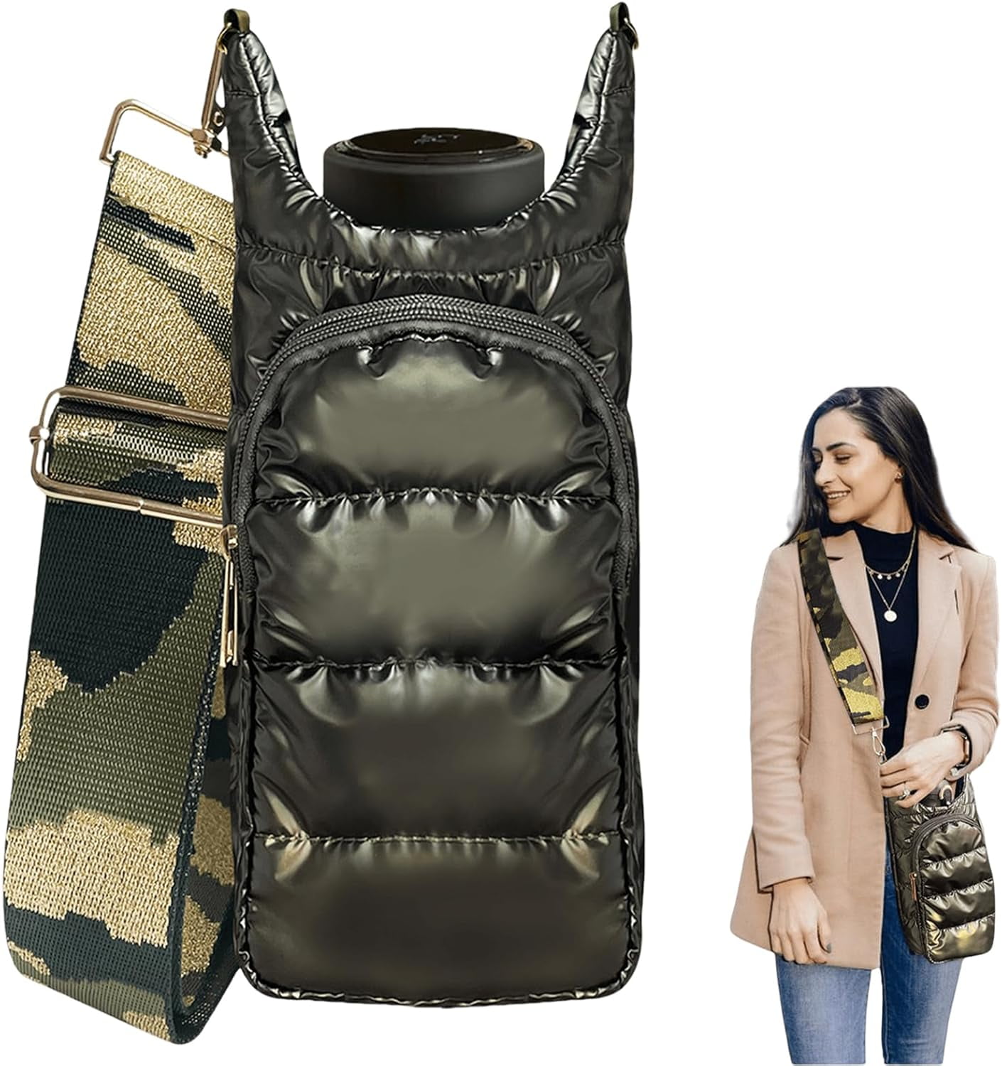 Crossbody Hydrobag - Water Bottle Holder Puffer Crossbody Water Bottle ...