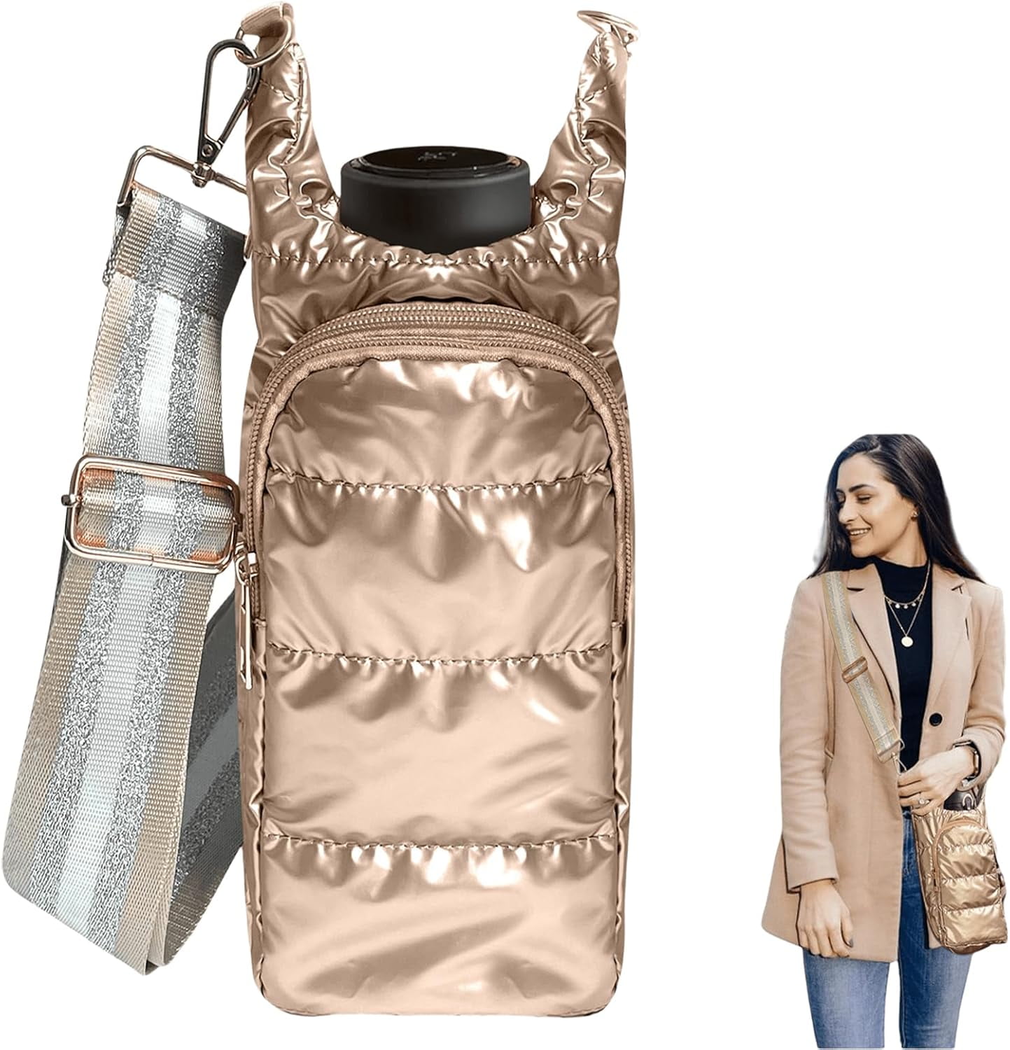 Crossbody Hydrobag - Water Bottle Holder Puffer Crossbody Water Bottle ...