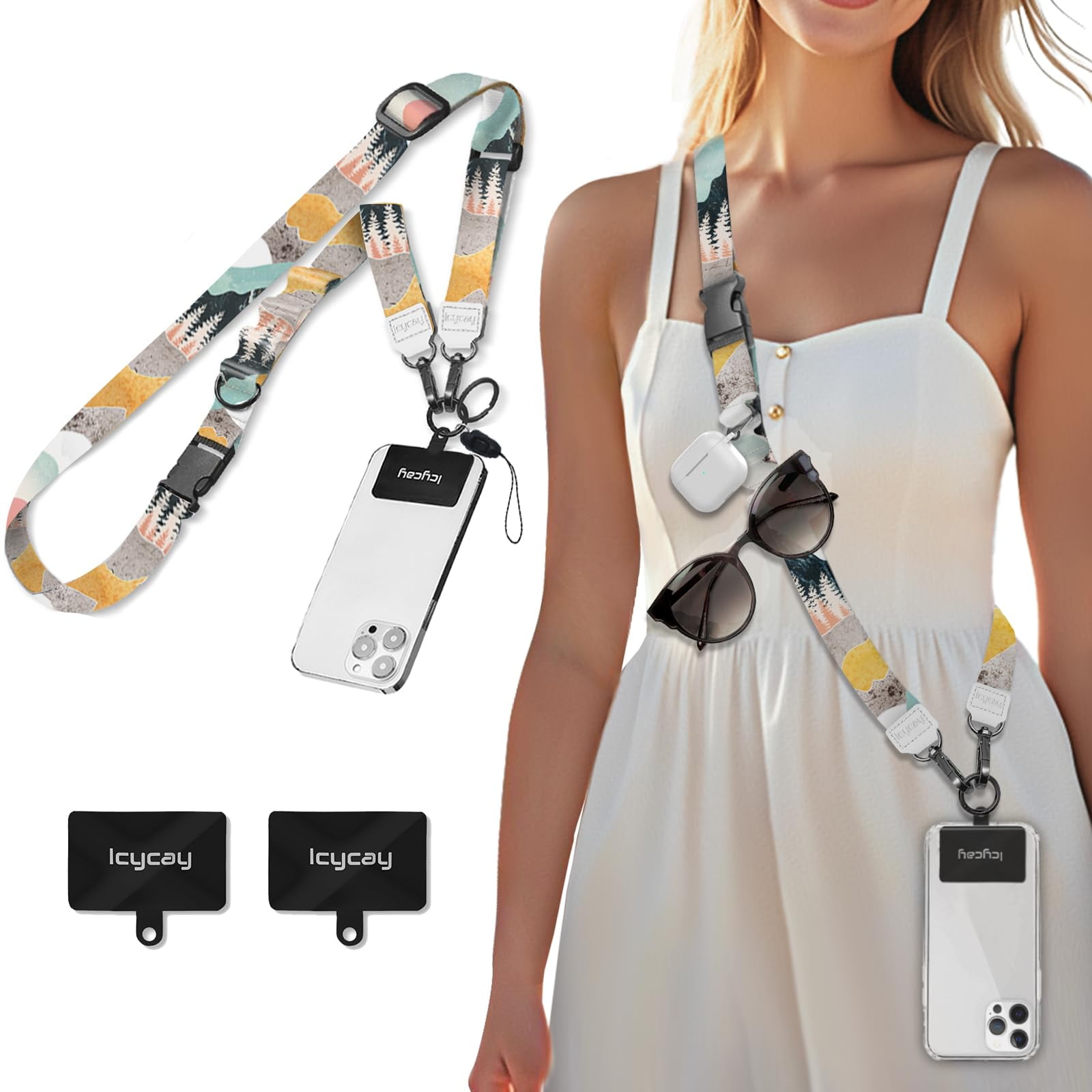 Crossbody Lanyard Teacher, Boho Blue Cell Phone Strap for Around The ...