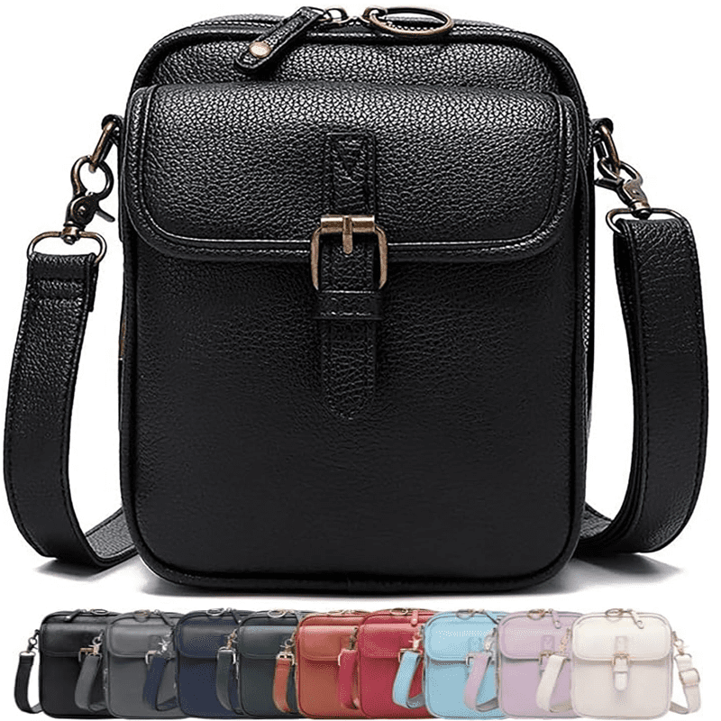 Docreld Crossbody Leather Bag,Double Layer Large Capacity Messenger Bag ...