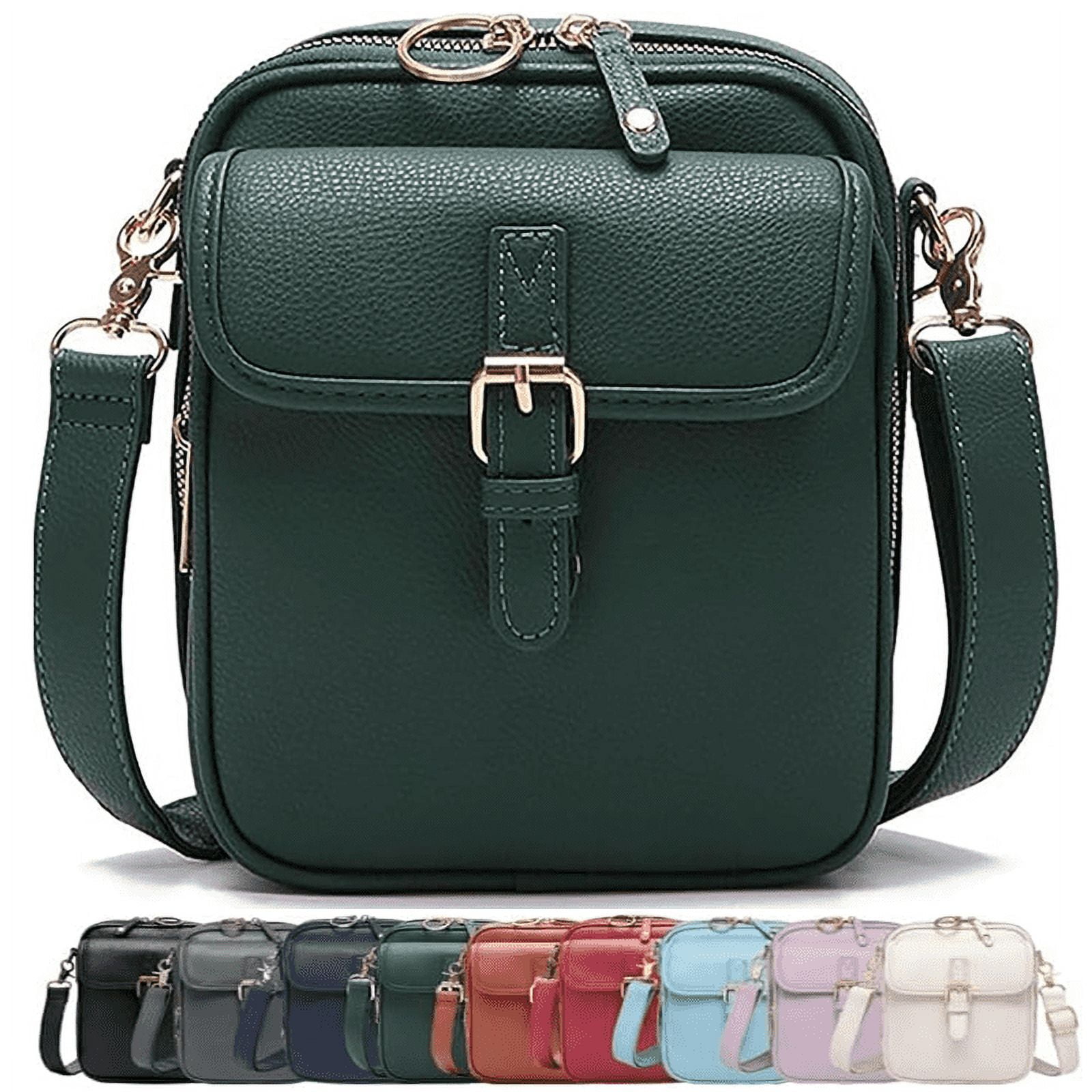 Docreld Crossbody Leather Bag,Double Layer Large Capacity Messenger Bag ...