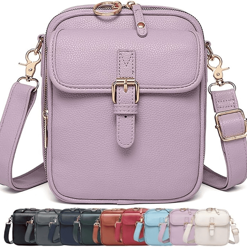 Docreld Crossbody Leather Bag,Double Layer Large Capacity Messenger Bag ...