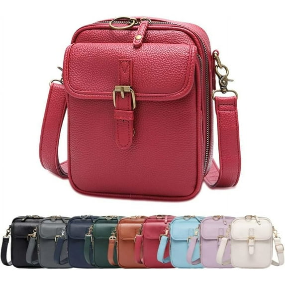 Crossbody Leather Bag, Double Layer Large Capacity Messenger Bag,Retro ...