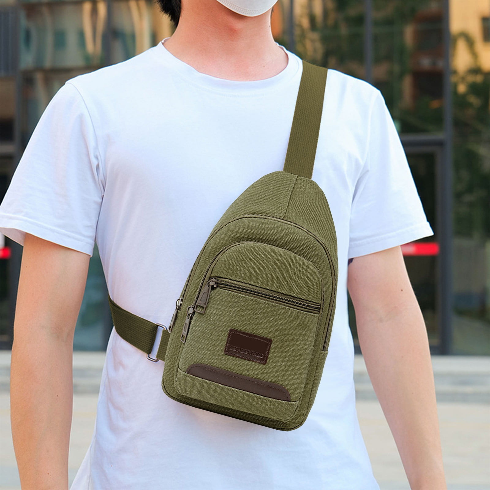 Crossbody Running Pack, Cloth Material with Adjust Straps and 2 Zippers ...