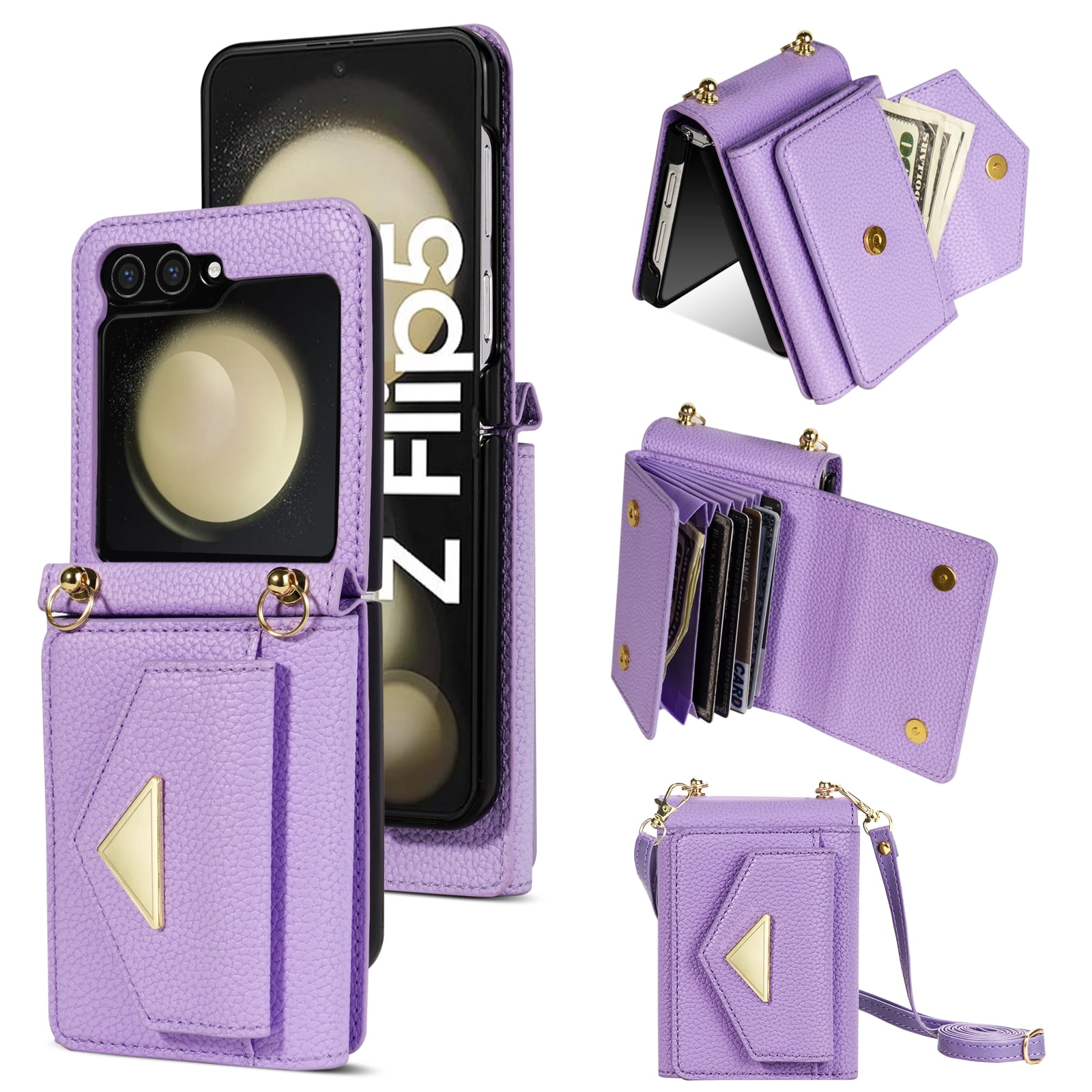 Crossbody for Samsung Galaxy Z Flip 6 Wallet Case with Accordion Credit ...