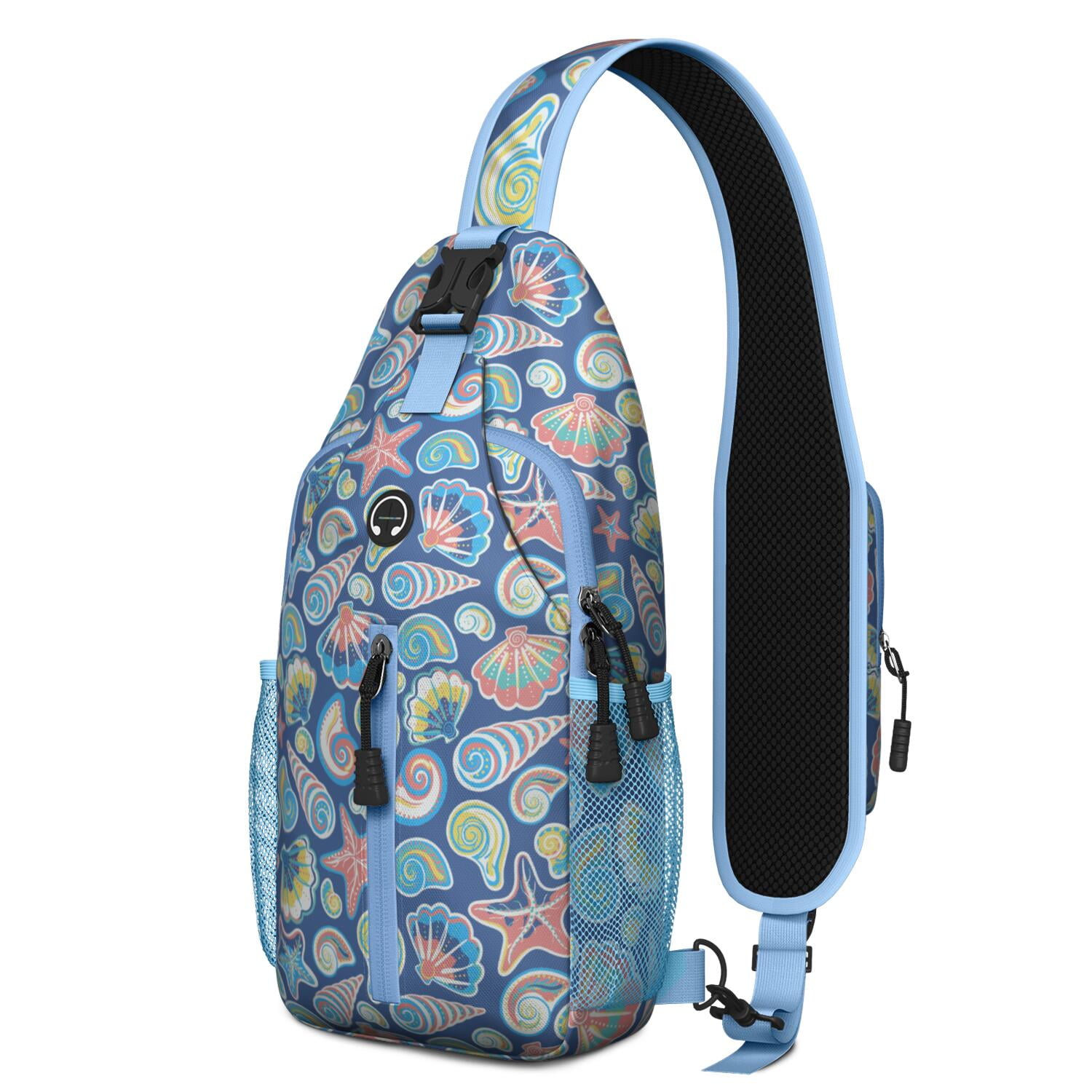 Crossbody Sling Backpack for Women Men Colorful Sea Shells and Starfish ...