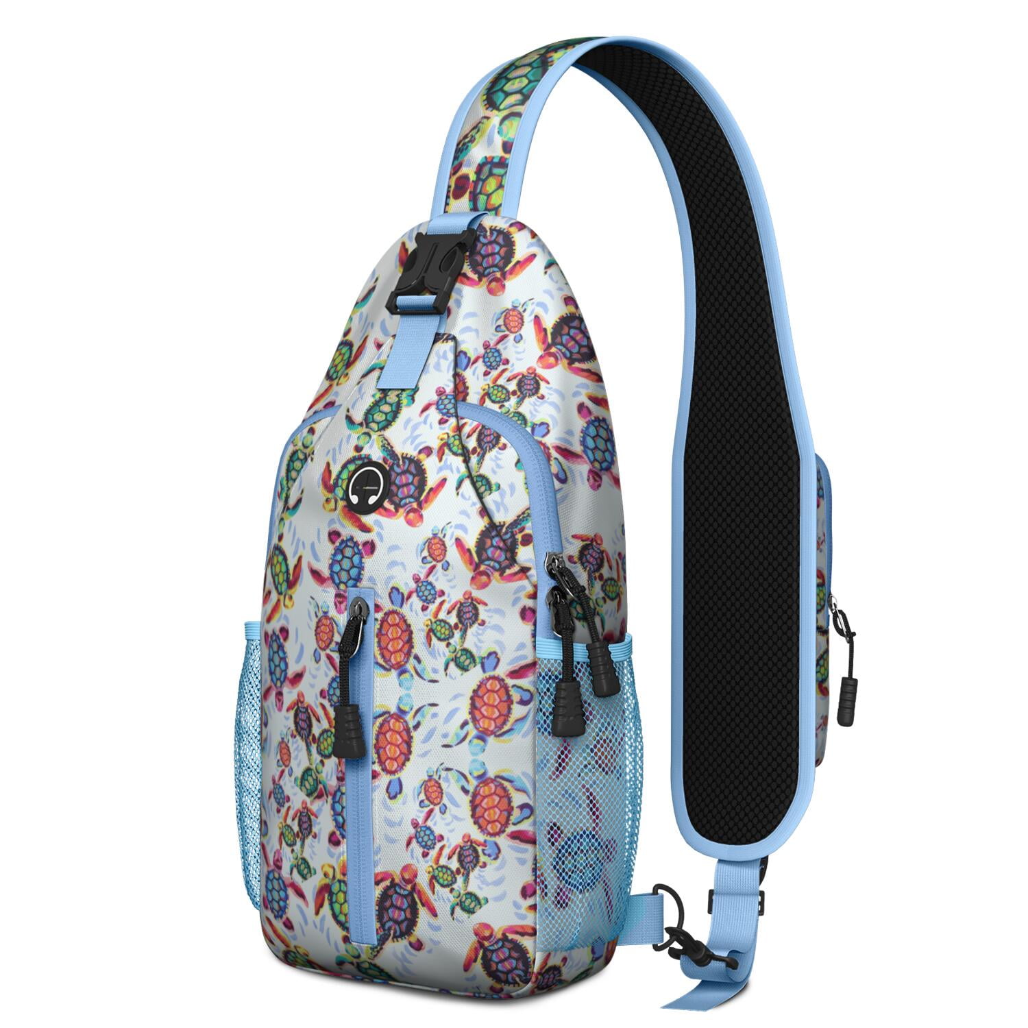 Crossbody Sling Backpack for Women Men Colorful Turtles Tortoise Art ...