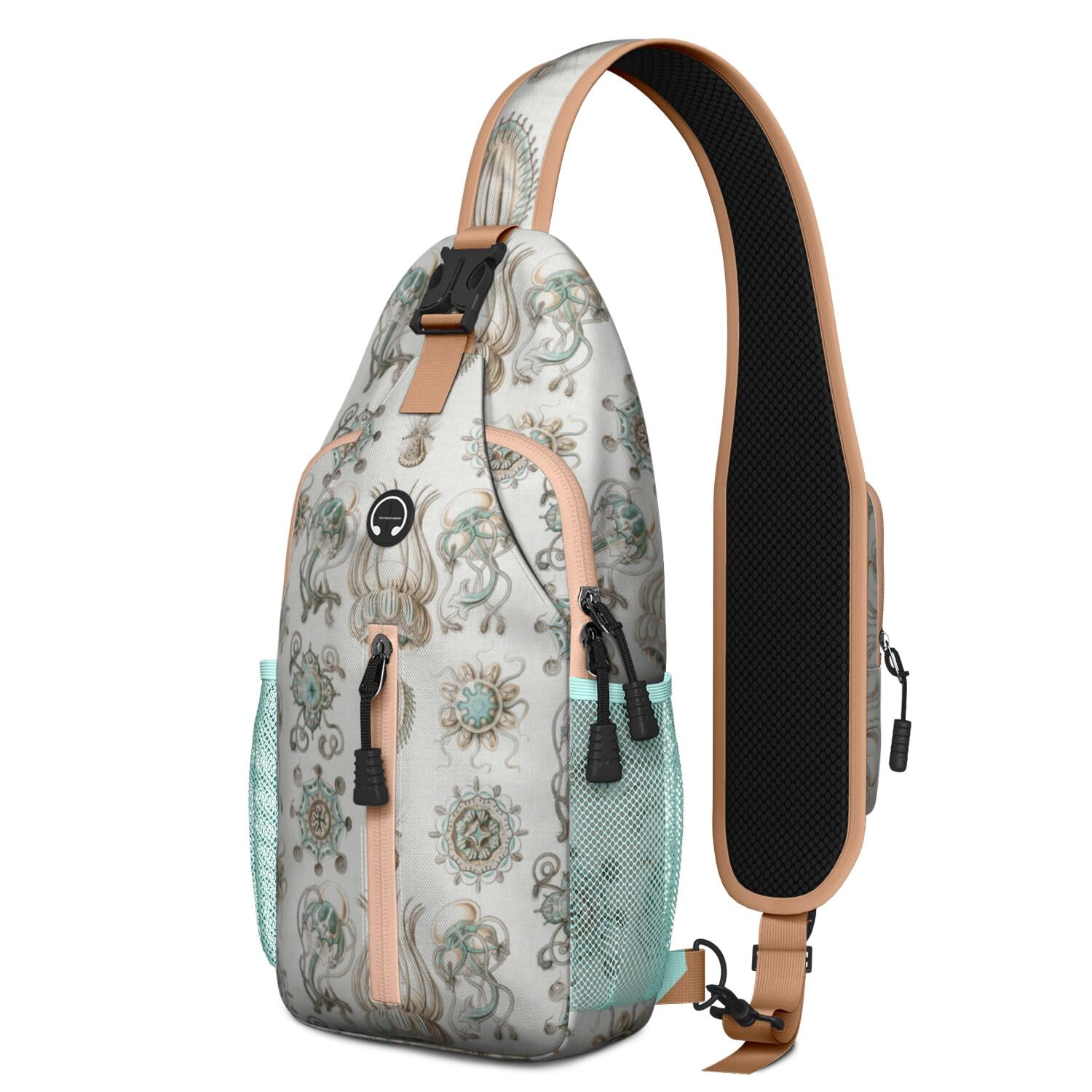 Crossbody Sling Backpack for Women Men Lithograph Jellyfish Vintage Sea ...