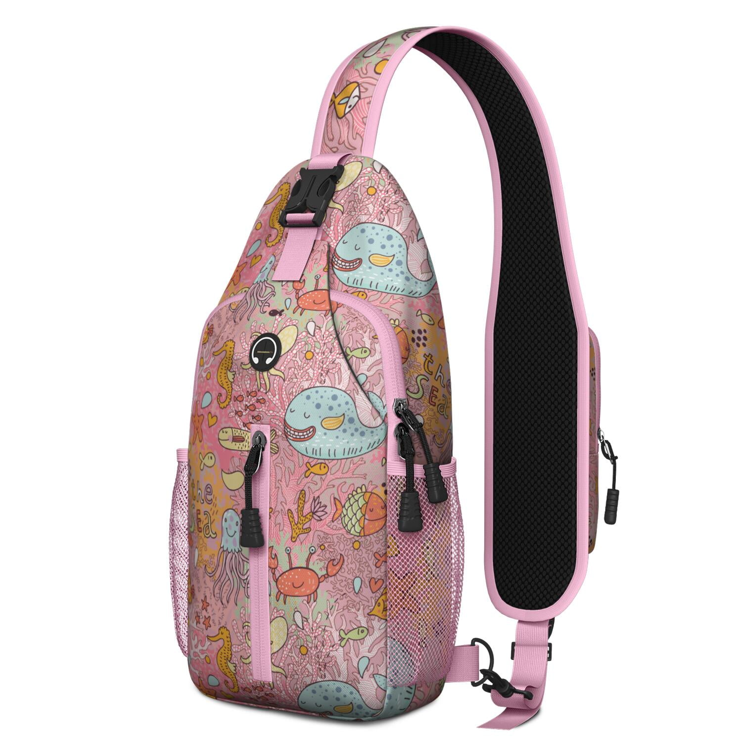 Crossbody Sling Backpack for Women Men Cute Whale Hippocampus Crab ...