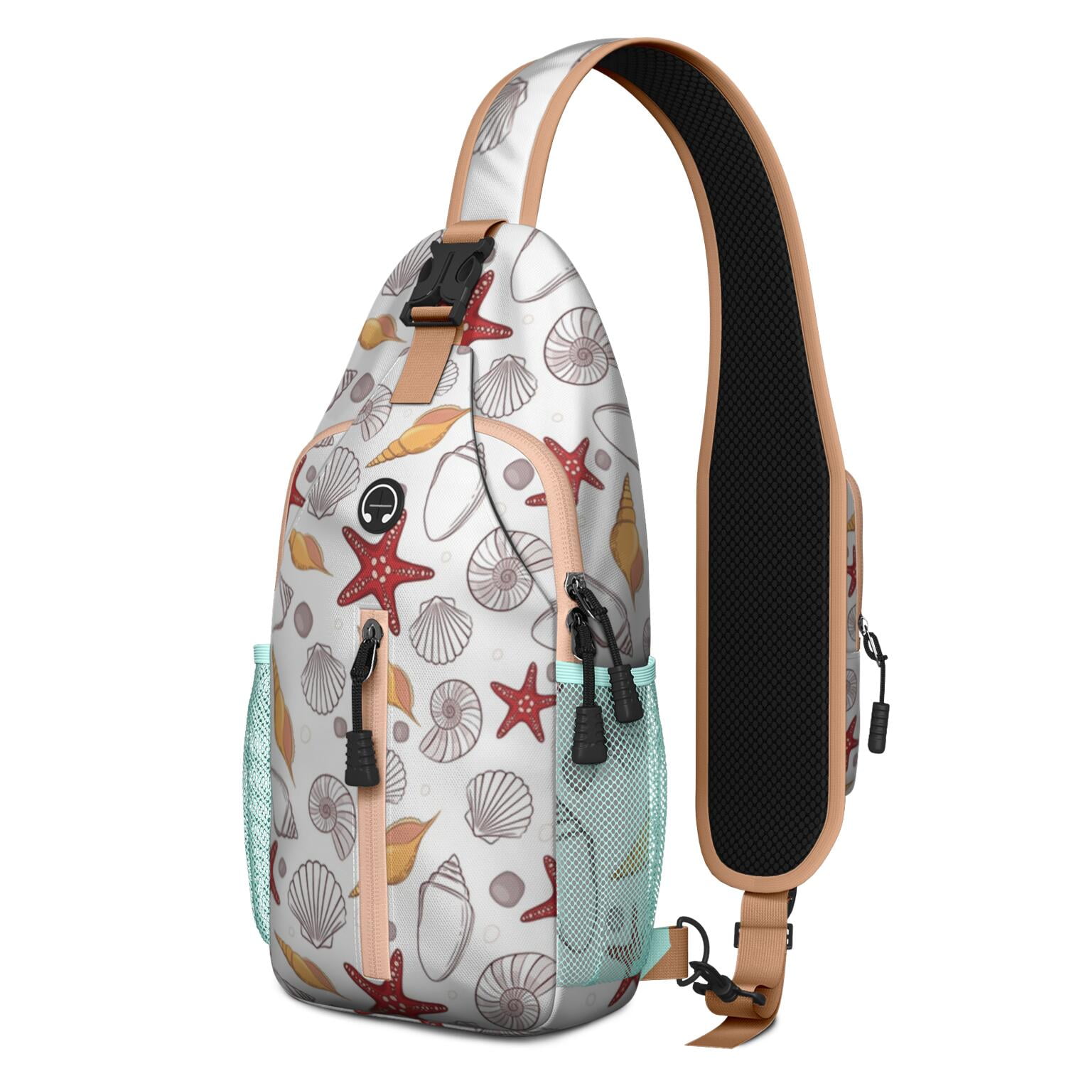 Crossbody Sling Backpack for Women Men Seashell and Starfish Shoulder ...