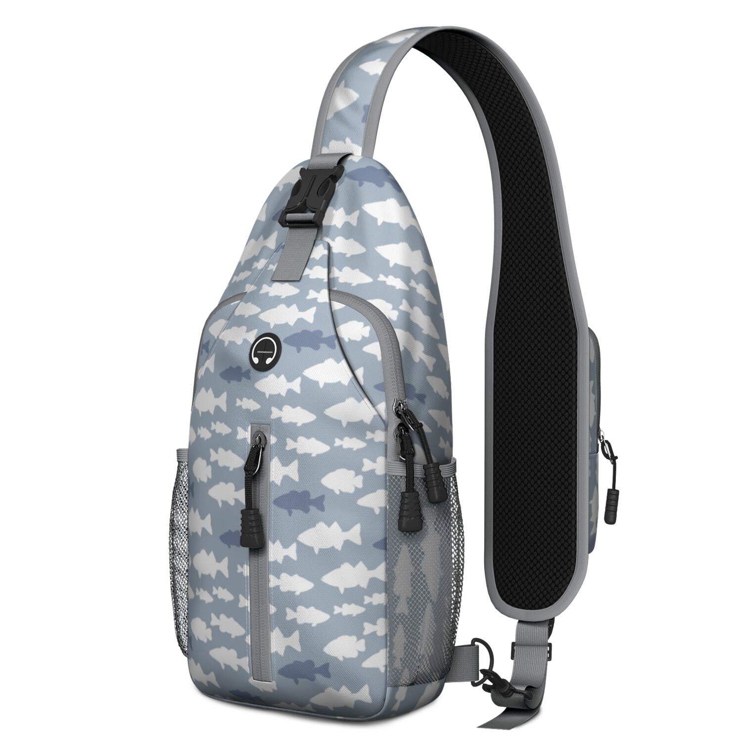 Crossbody Sling Backpack for Women Men White Blue Fish Shoulder Sling ...