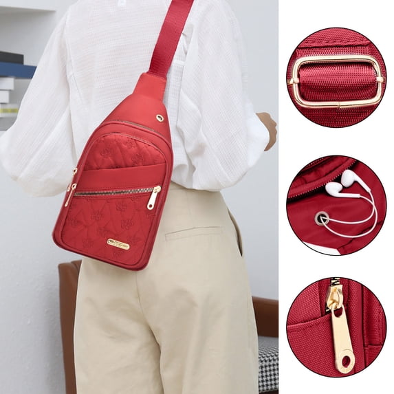 Crossbody Sling Bag, Lightweight Shoulder Chest Backpack with Earphone ...