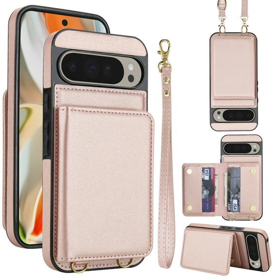 Crossbody Strap Wallet Case for Google Pixel 9 / 9 Pro with Card Holder ...