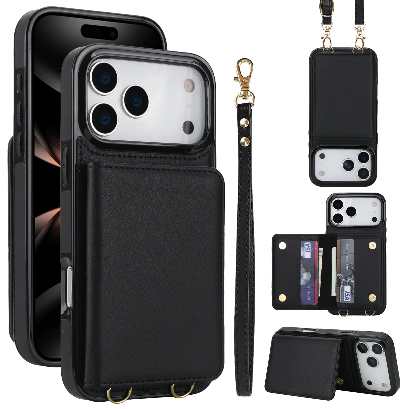 Crossbody Strap Wallet Case for iPhone 17 Pro Max with Card Holder ...