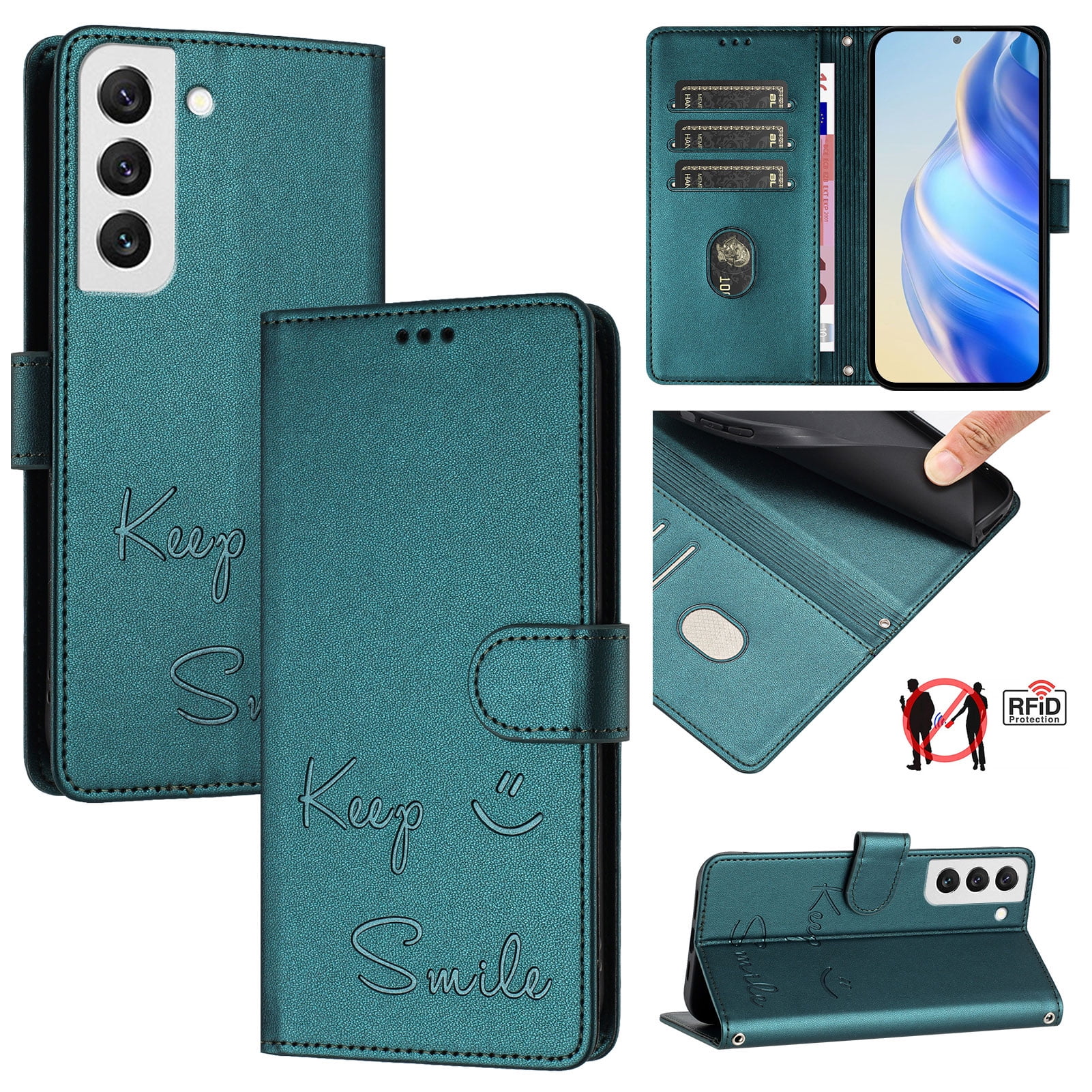 Crossbody Wallet Case for Samsung Galaxy S22 Plus, Smile Pattern PU ...