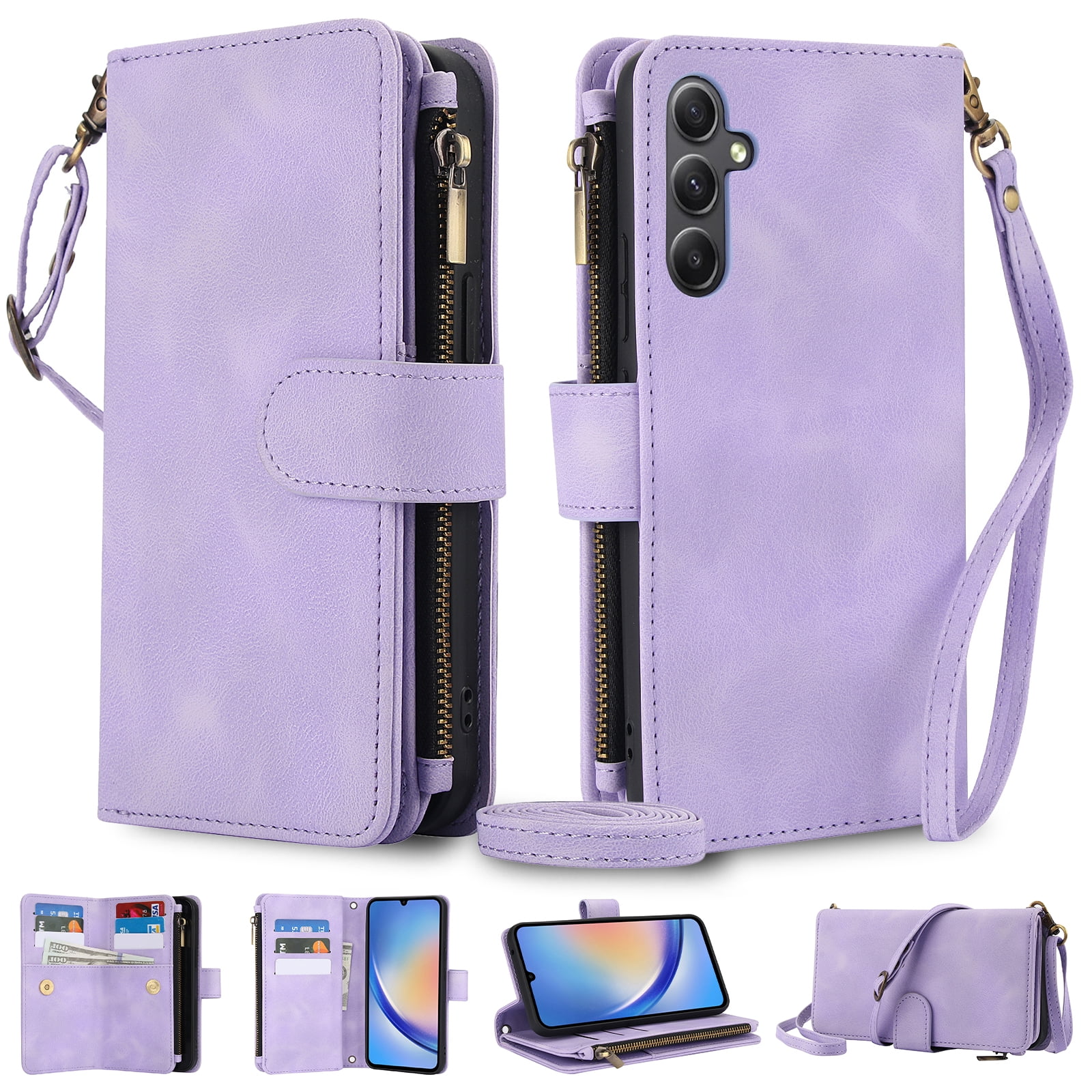 Crossbody Wallet Case for Samsung Galaxy S24, Premium PU Leather Phone ...