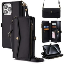 Crossbody Wallet Case for iPhone 13 Pro, PU Leather Zipper Wallet ...