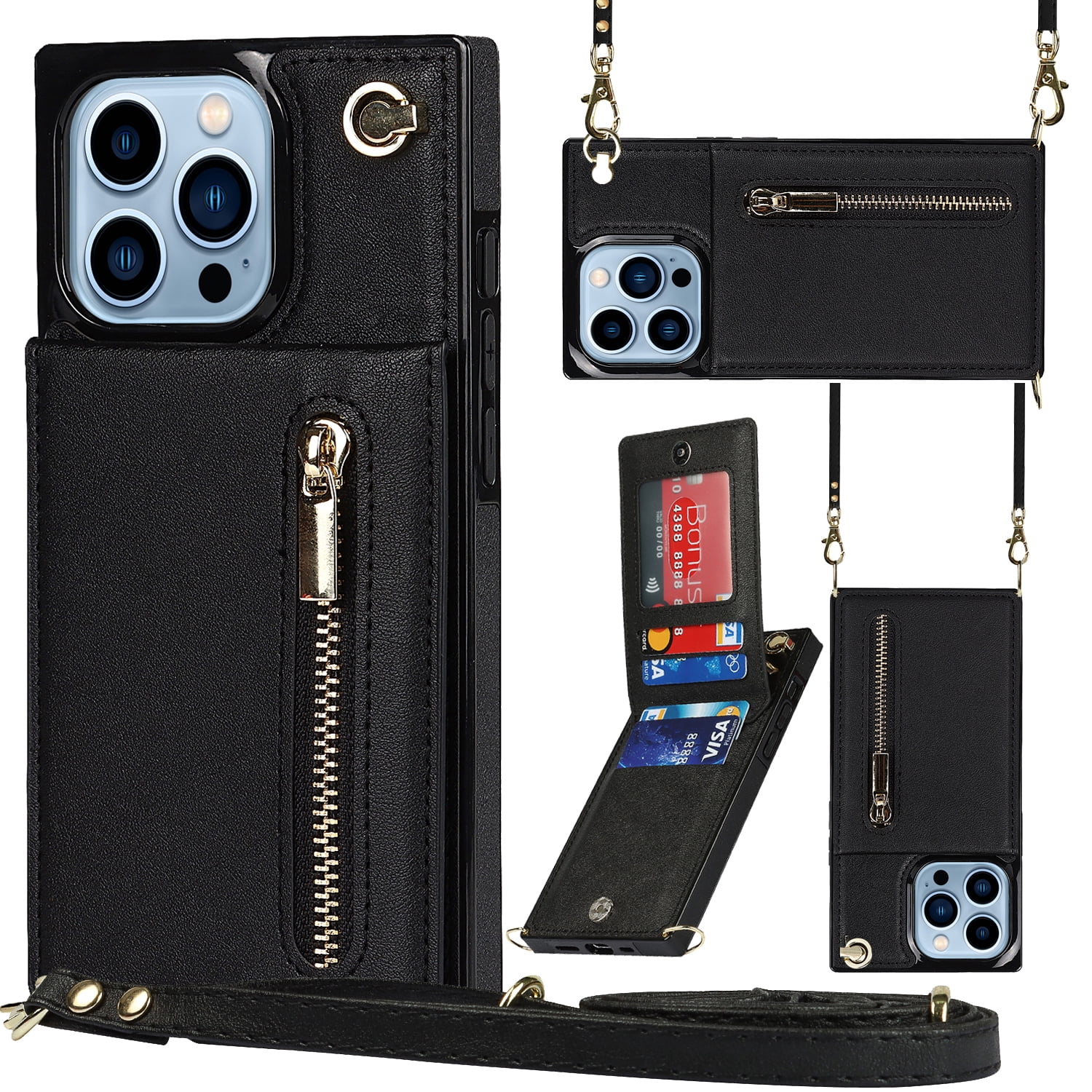 Crossbody Wallet Case for iPhone 15 Pro Max with Card Holders RFID ...