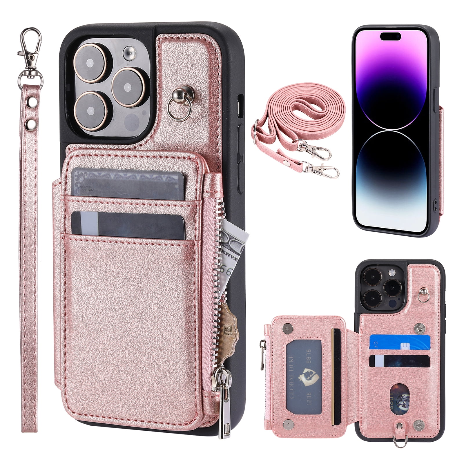 Crossbody Wallet Case for iPhone 15 Pro Max with Card Slot Holder ...