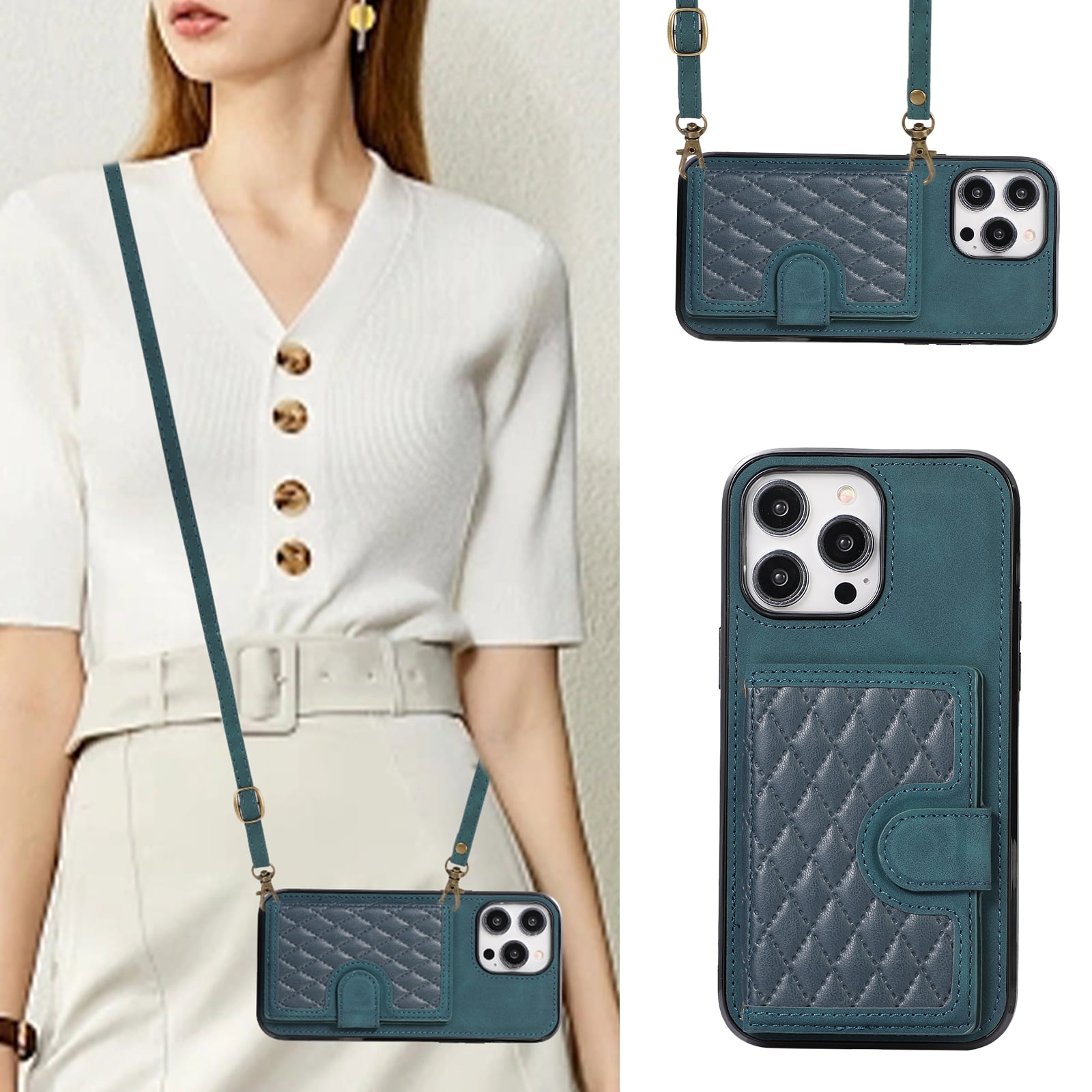 Crossbody Wallet Case For iPhone 16 Plus, PU Leather Phone Case with ...