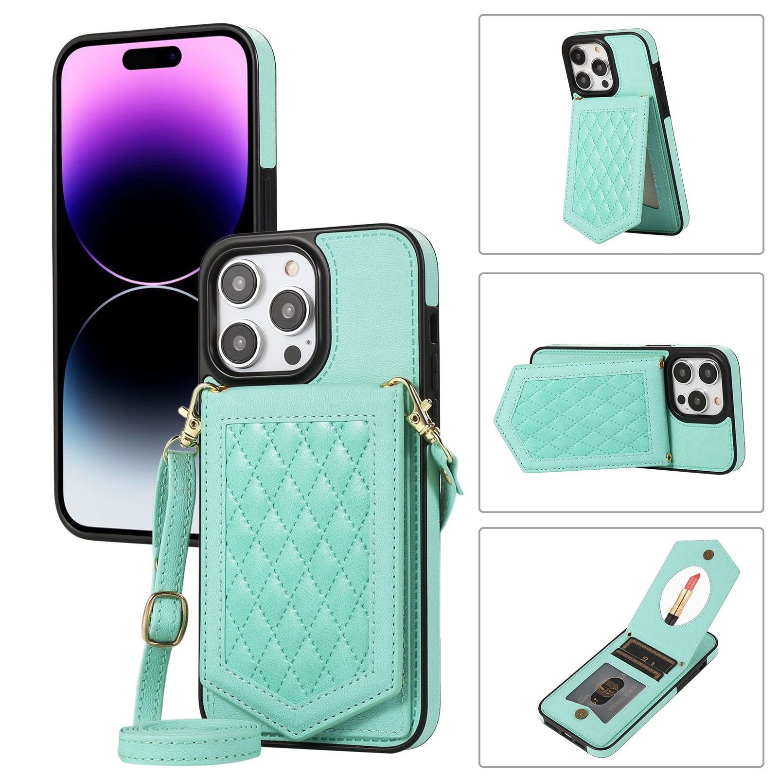 Crossbody Wallet Case for iPhone 16 Pro with Card Holder, Removable ...
